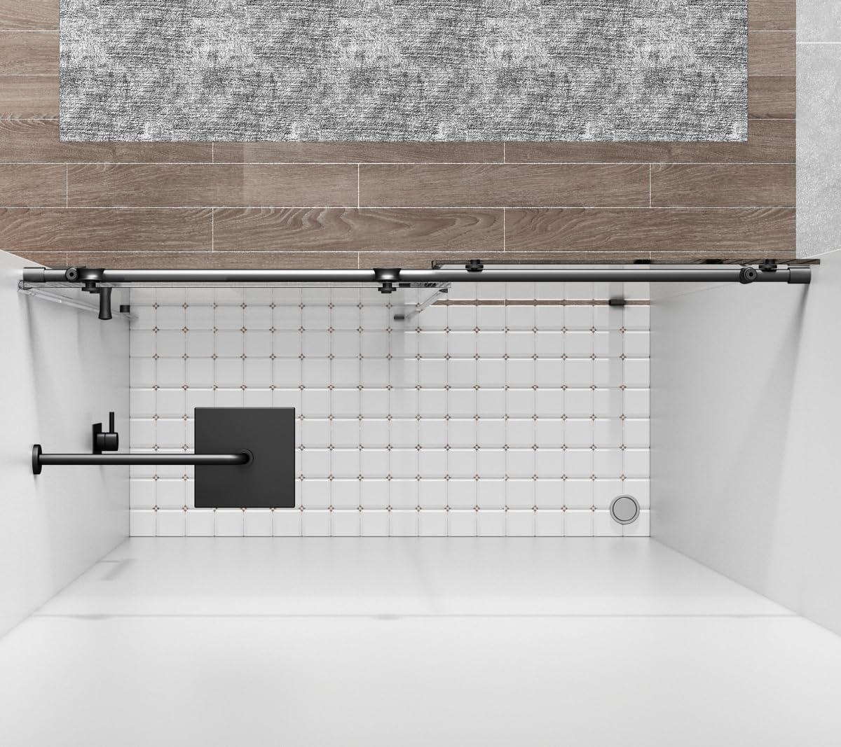 Elegant Kitchen and Bath SD101-6076MBK Frameless Shower Door 60 x 76 Matte Black