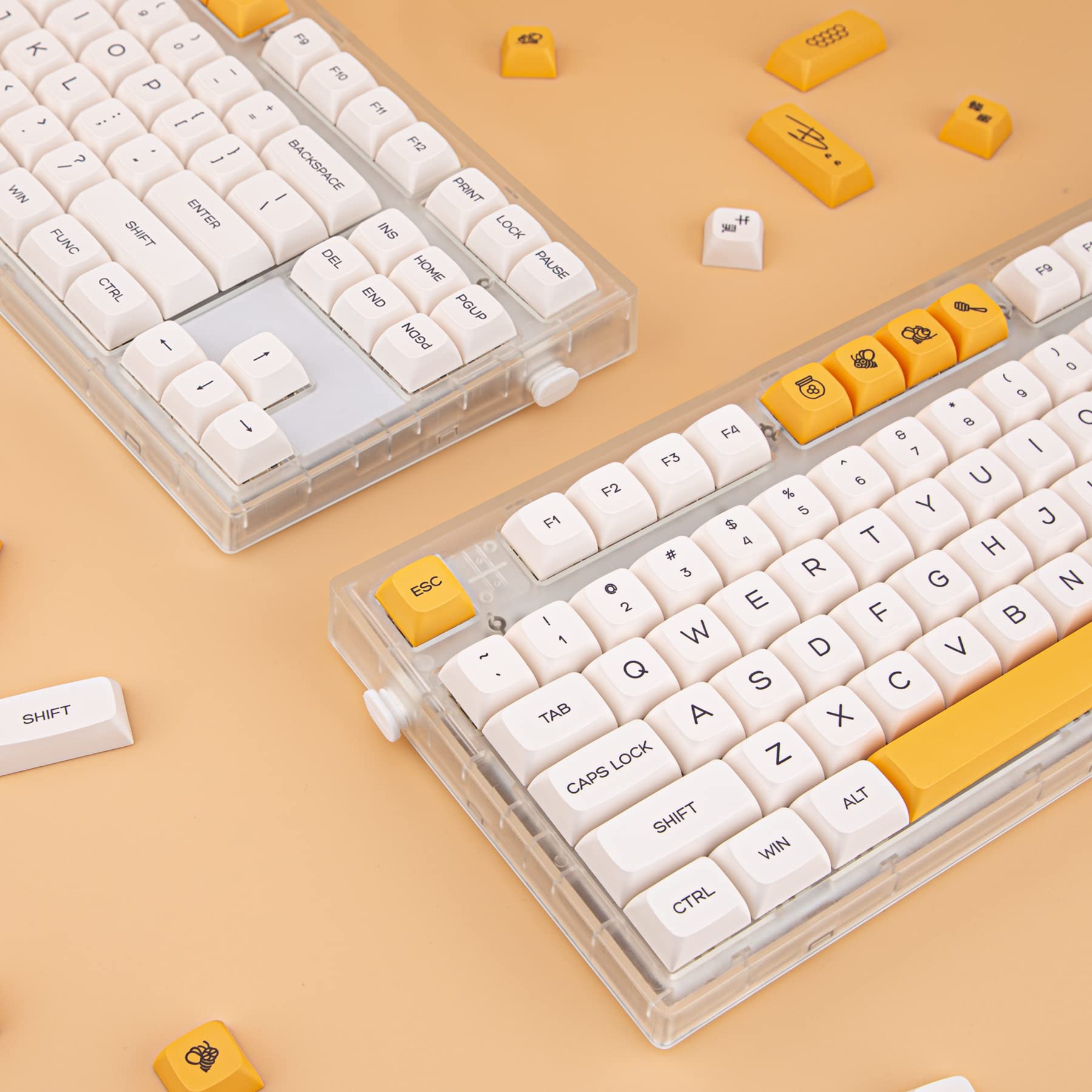 BowJian 173 Keys ABS Double-Shot Keycaps Cherry Profile Keycap for 61/64//87/96/104/108 ANSI ISO Layout Mechanical Gaming Keyboard(Whistle)