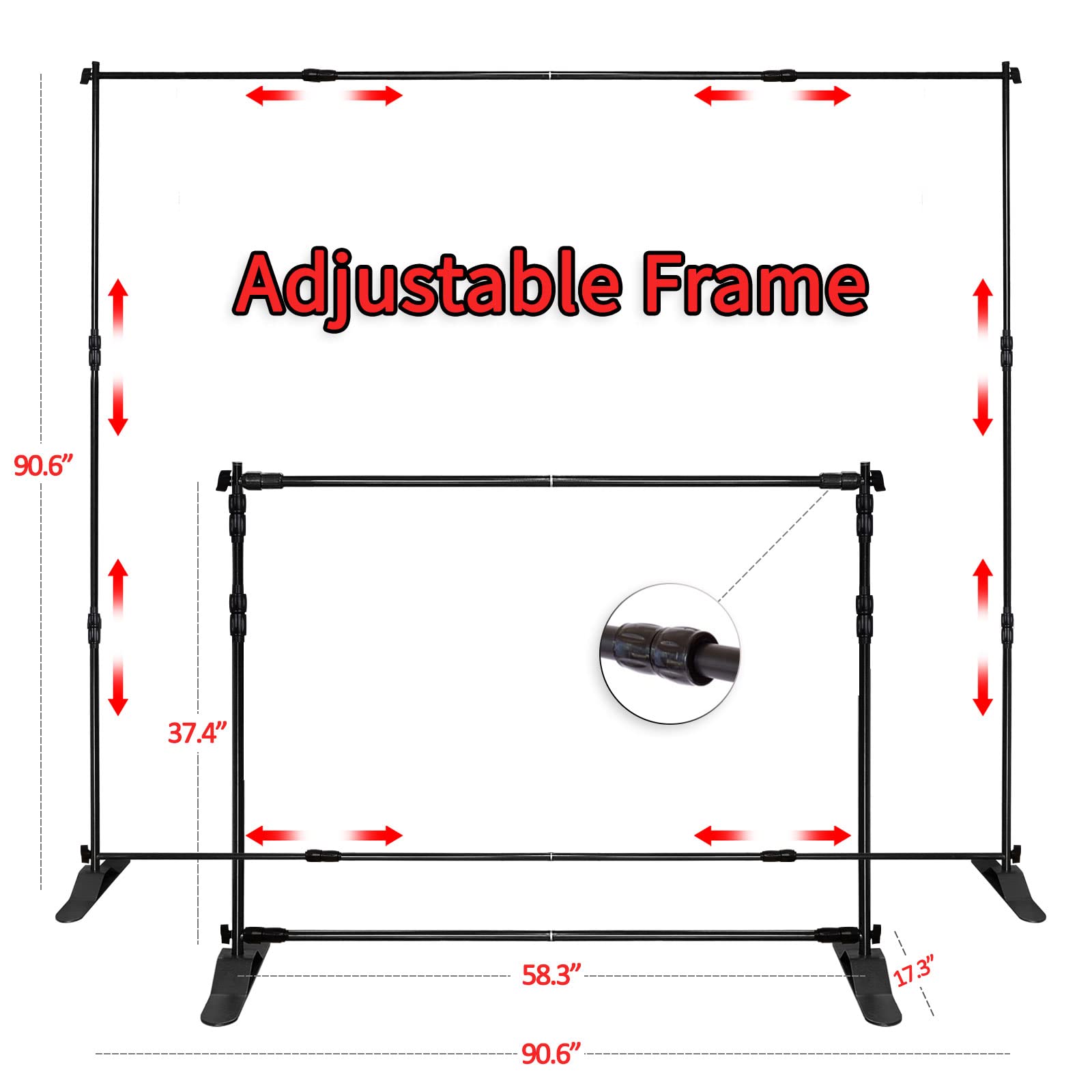 iElyiEsy Backdrop Stand Kit 10x8FT Adjustable Telescopic Display Step and Repeat Banner Stand for Party Decoration, Photoshoot, Photography, Trade Show with Carrying Bag