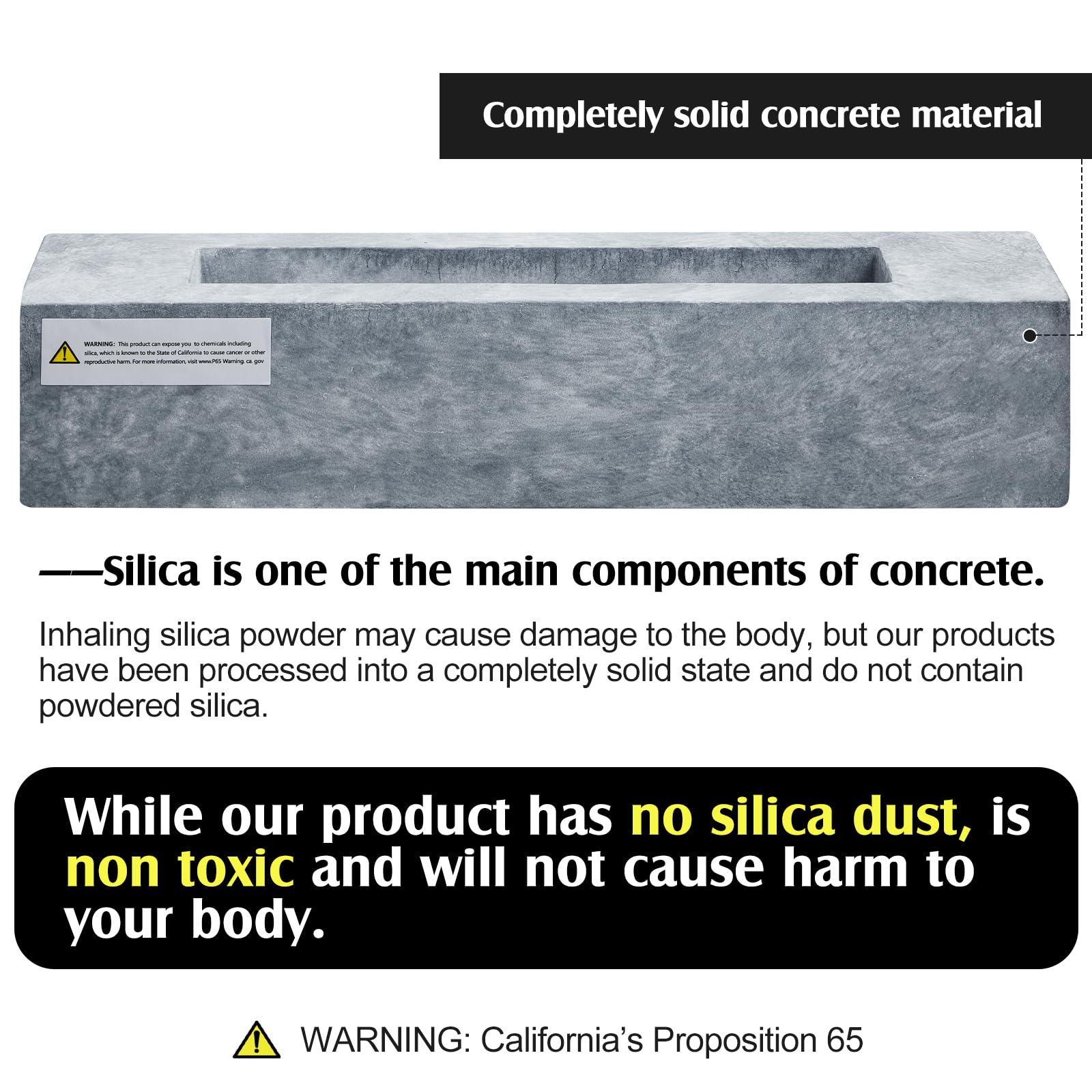 Barydat 2 Pieces Large Rectangle Tabletop Fire Pit Concrete Portable Table Top Fireplace Bioethanol Fireplace for Indoor Outdoor Garden, 14.5 x 3.1 x 3.1 Inches, Ethanol Fuel Not Included