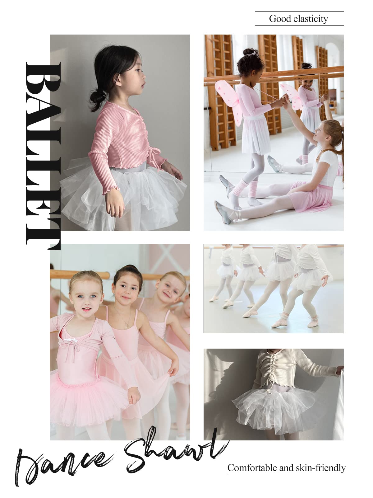 Ballet Sweater for Girls Ballet Top Ballet Wrap Girls Long Sleeve Dance Top Dance Sweater Warm Pullover Knit Dance Clothes Pink
