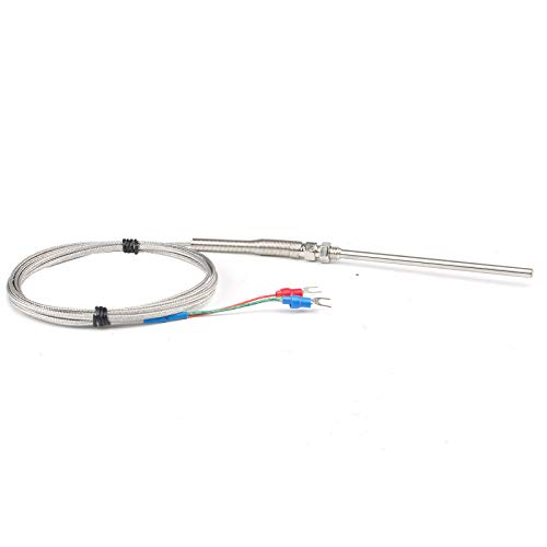 CGELE K-Type Thermocouple Temperature Sensors 0~600℃,2M/6.6Ft Wire Probe Length 100mm Two Wire 100×5mm Stainless Steel Probe Temperature Detector Temperature Gauge