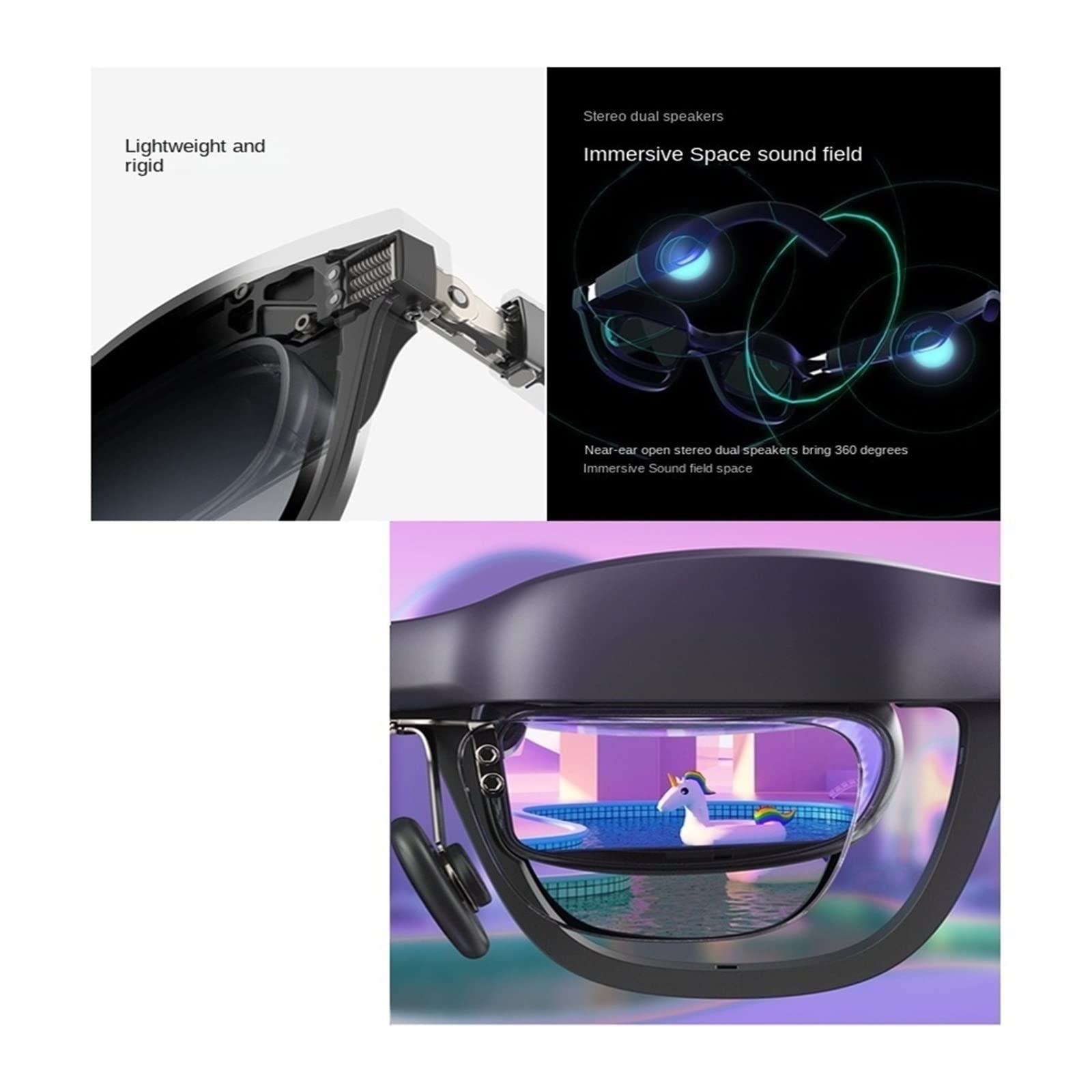 BKGDO Smart AR Glasses Portable HD Private Giant Screen Viewing Mobile Computer Screen Projection Game Original Glasses (Bundle : Black), OneColor