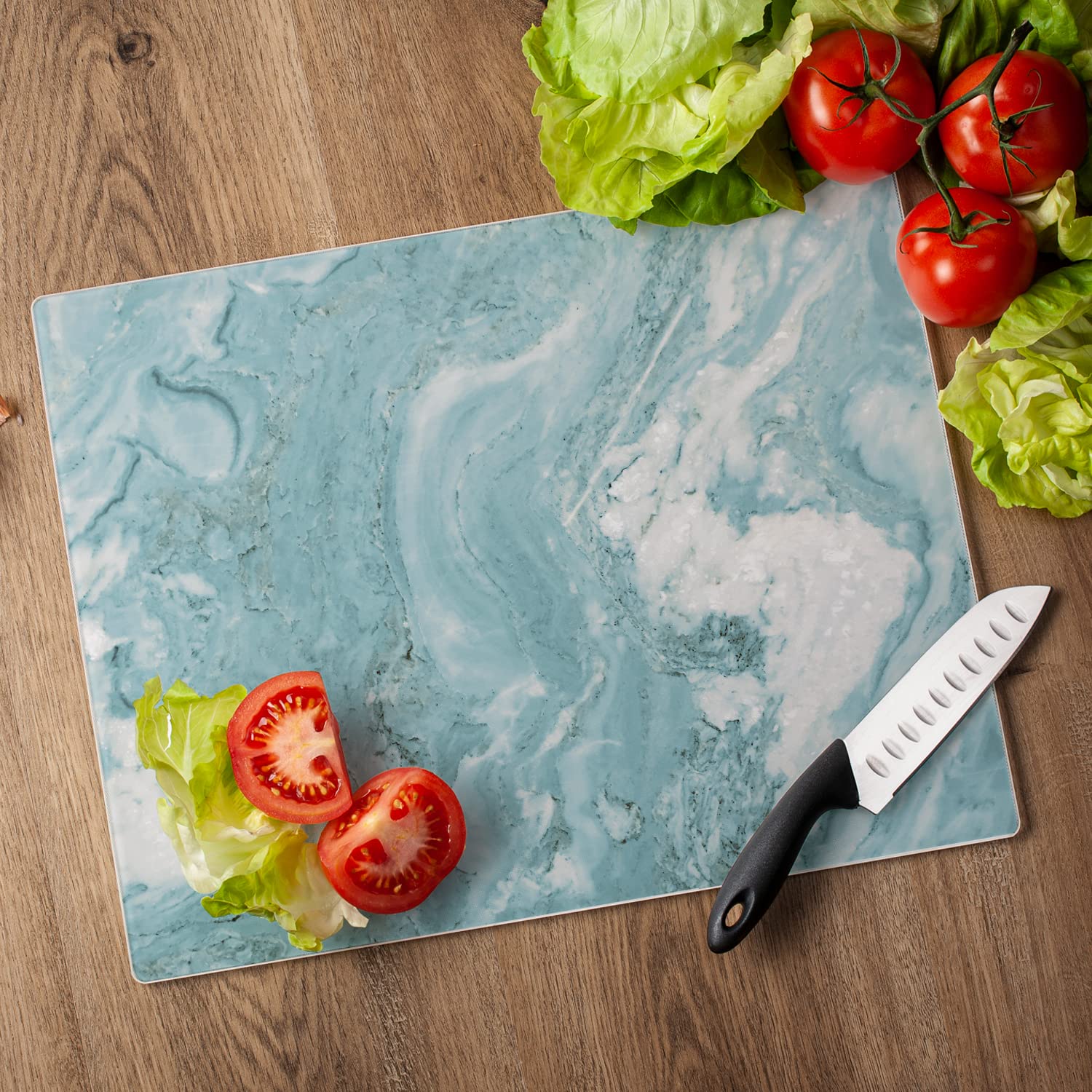 CounterArt Teal Quartz Design 3mm Heat Tolerant Tempered Glass Cutting Board 15β x 12β Manufactured in the USA Dishwasher Safe