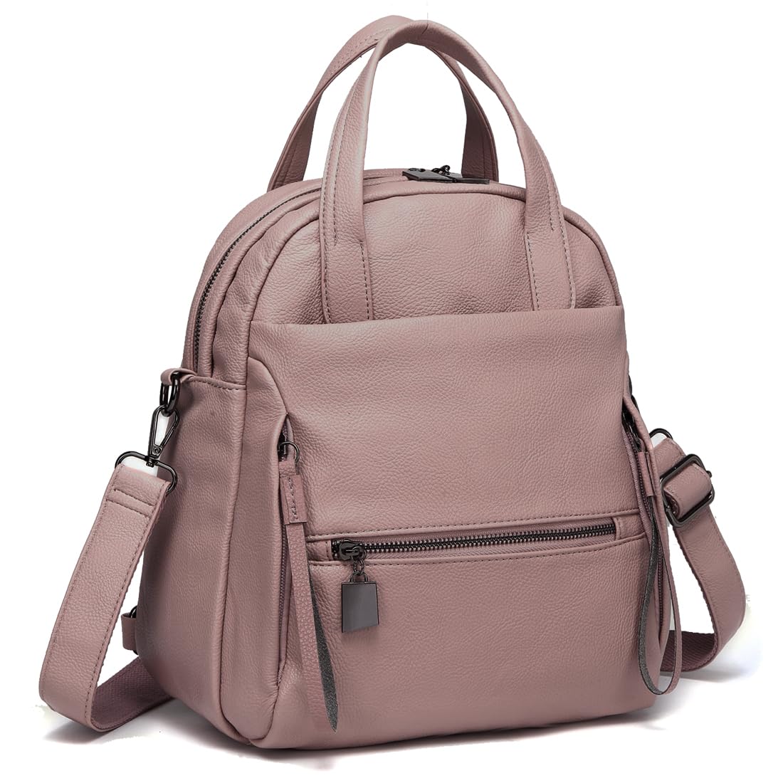 Kasqo Small Backpack Purse for Women, Convertible Faux Leather Bag for Ladies Travel Casual Daypack Fashion Shoulder Bag, Pink