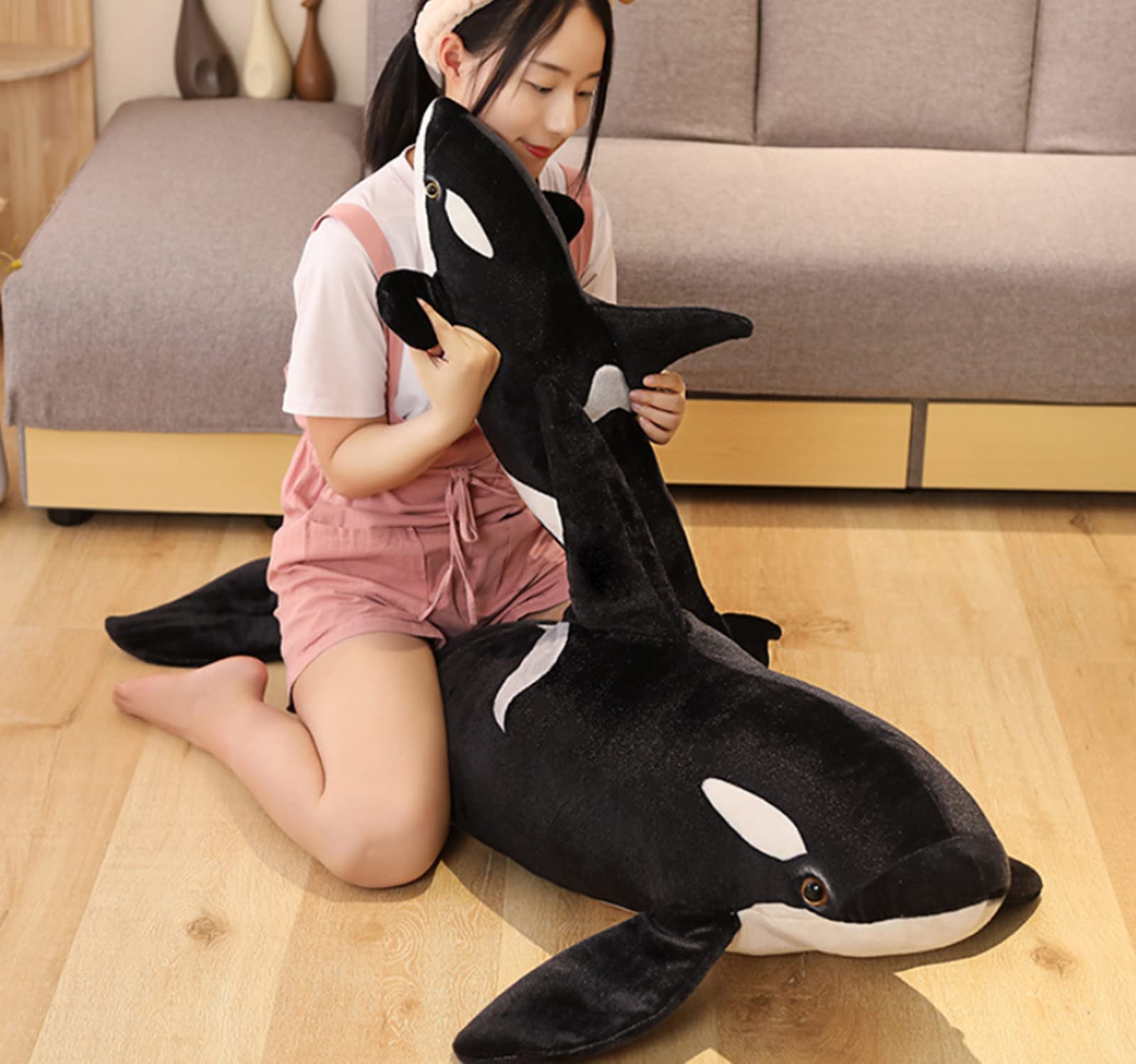 TONGMAN Whale Plush Toy, Lifelike Stuffed Animal, Simulation Killer Whale Doll, 19.6'' orca Plush Toy, Plush Simulation Animal Gift for Children