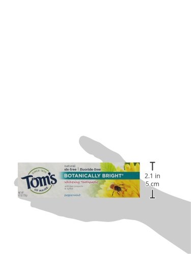 Tom's of Maine Natural Fluoride-Free SLS-Free Botanically Bright Toothpaste, Peppermint, 4.7 oz. (Packaging May Vary)