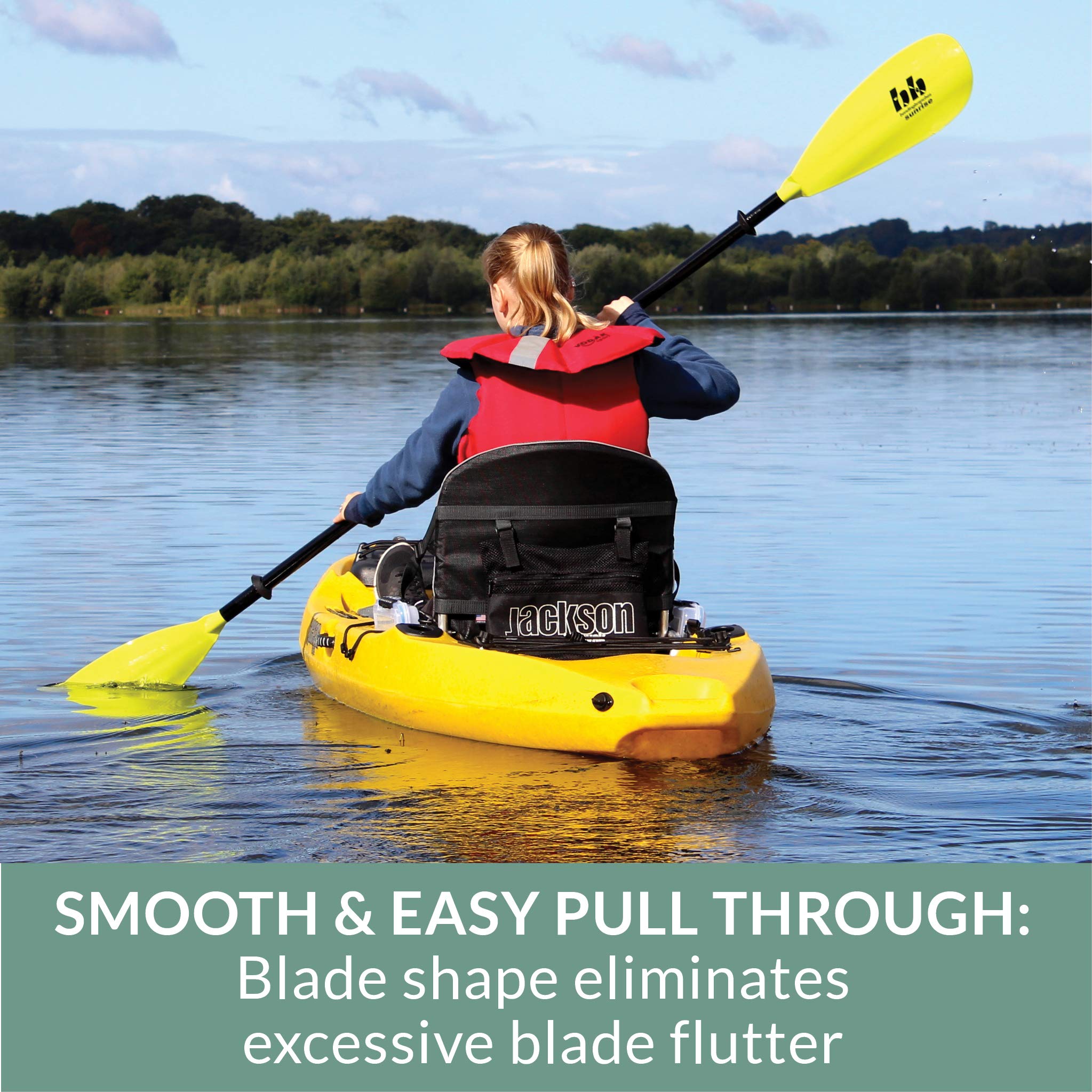 BENDING BRANCHES Sunrise Glass 2-Piece Snap-Button Kayak Paddle for Recreational Day Trips, 230 cm, Yellow