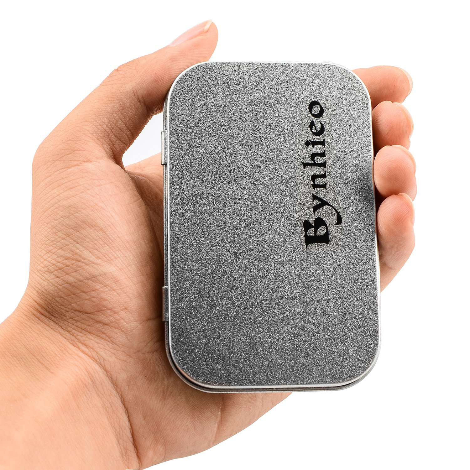Bynhieo portable tin box 2-5ml silicone container jars wax carrying case with Silicone Mat Pad 5.5 X 4.5inch extra stainless steel spoons