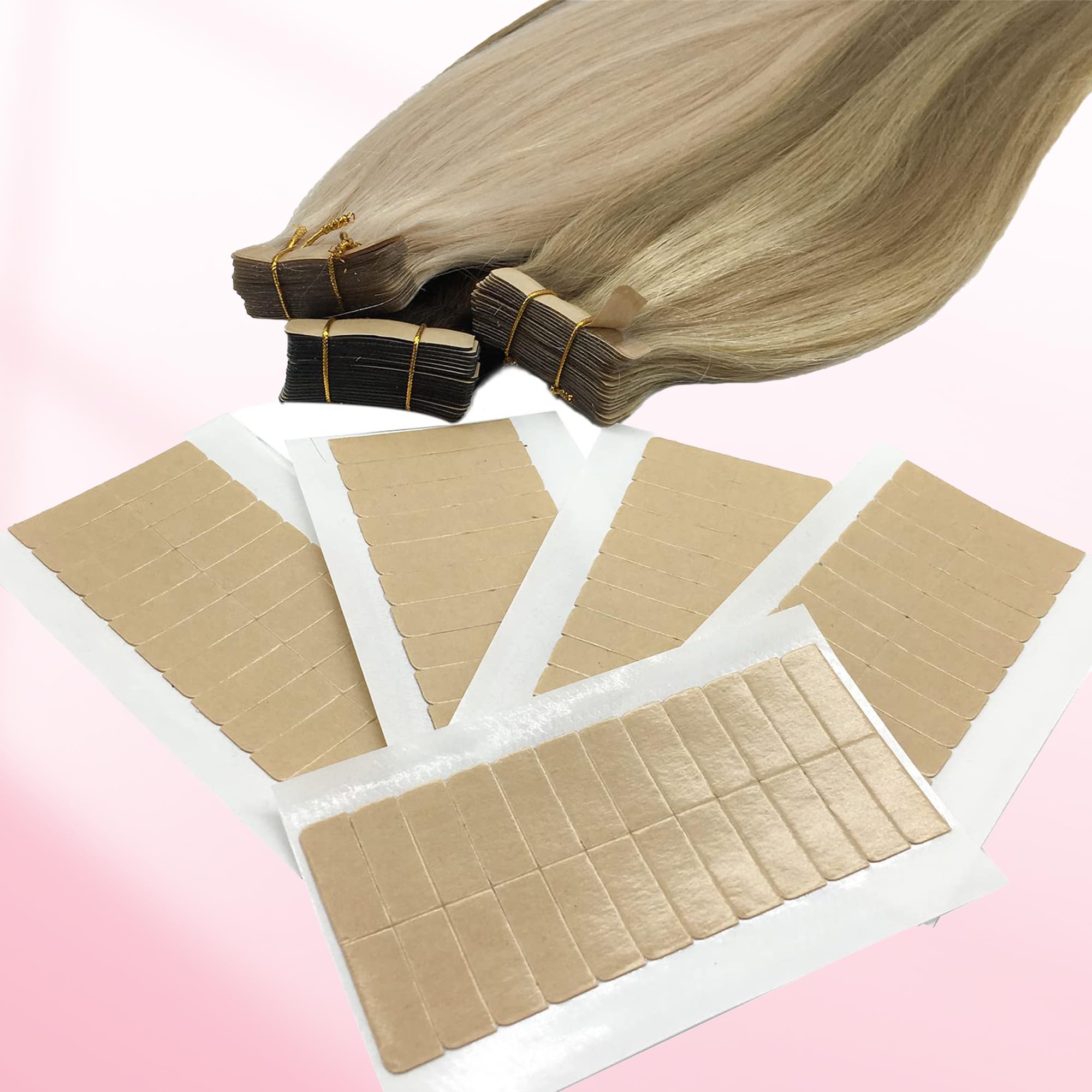 GOO GOO Hair Extension Tape Double Sided Adhesive Replacement Tape, Professional Strong Tapes for Tape in Hair Extensions 72pcs, 1.6 * 0.3inch per Piece