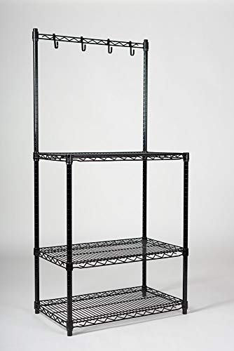 Omega 21" Deep x 36" Wide x 74" High Classic Black Bakers Rack