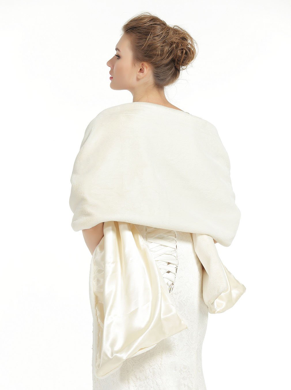 BEAUTELICATE Women Shawl Wrap Faux Fur Shrug Stole Scarf Winter Bridal Wedding Cover Up