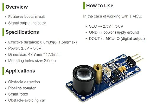 Waveshare Laser Receiver Module Laser Sensor Module Transmitter Module for AVR PIC, Compatible with Raspberry Pi 5/4B/3B/Zero/Zero W/Zero 2W/Pico/Pico W/Pico WH