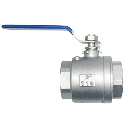 DAN SPEED 2" NPT Female 316 Stainless Steel Full Port Ball Valve Vinyl Handle WOG1000