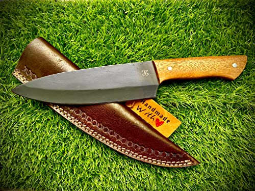 CHEFS Knife 8 inch - Japanese Kitchen Knife, High Carbon Steel Knife with Wood Handle & Superb Edge Retention - Durable Vegetable Knife, Cooking Knife, Razor Sharp Knife for Home & Restaurant