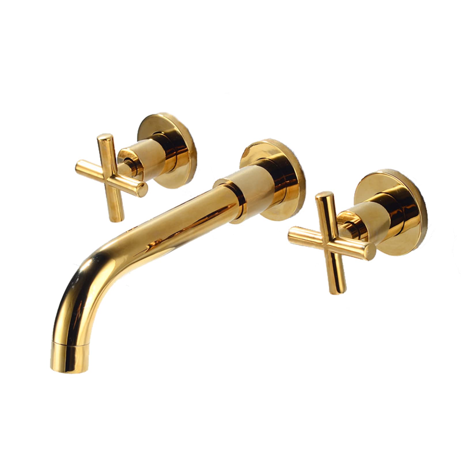 Wall Mount Bathroom Faucet,Double Handle Wall Mount Brass Basin Mixer,360 Degree Rotating Nozzle,1/2 Standard Thread,Bathroom Faucet,Gold (Color : Gold)