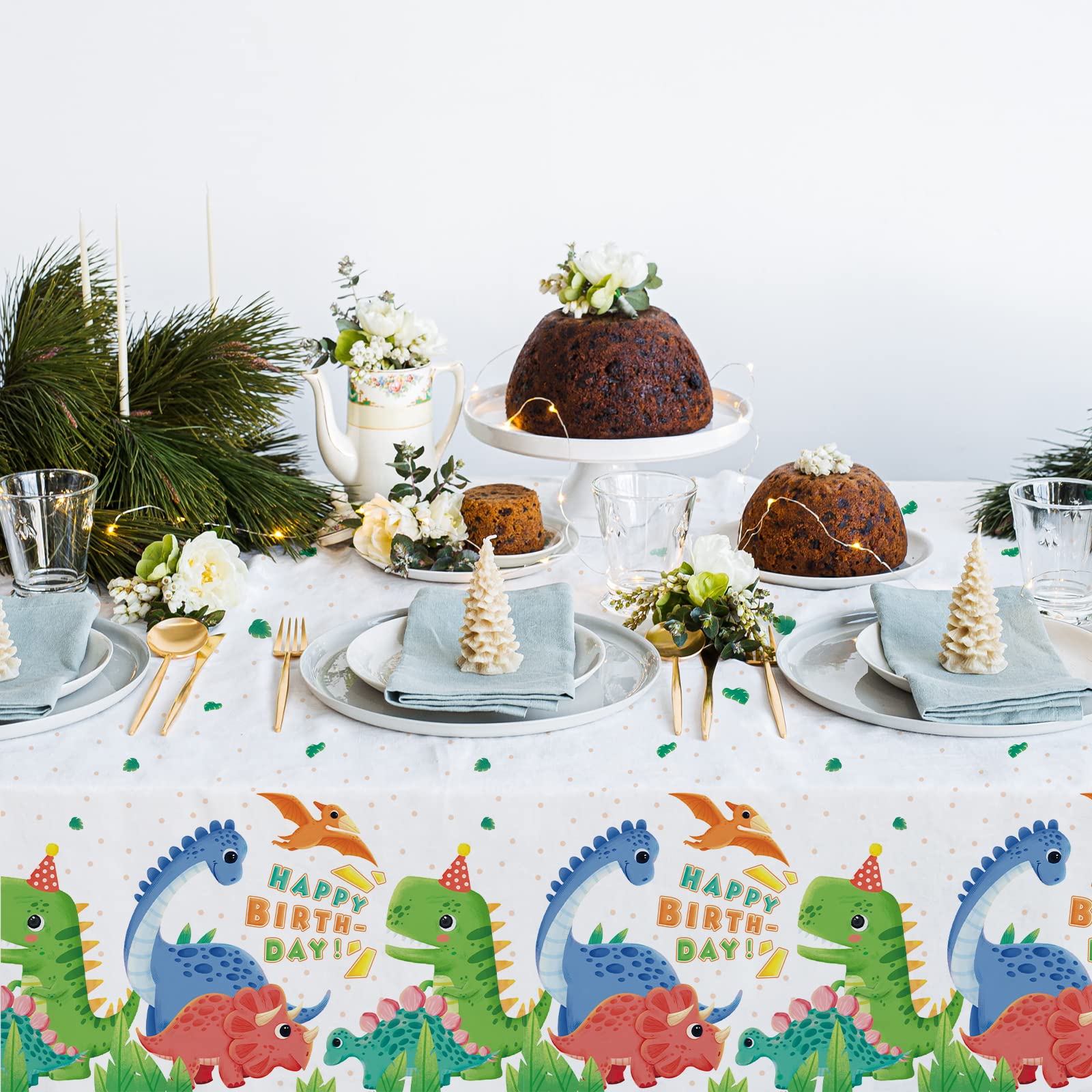 Dinosaur Party Supplies Disposable Tablecloth Waterproof Plastic Rectangular Table Cover for Boys Kids Birthday Party Baby Shower Dinosaur Party Decorations 3PCS 54 X 108 inch