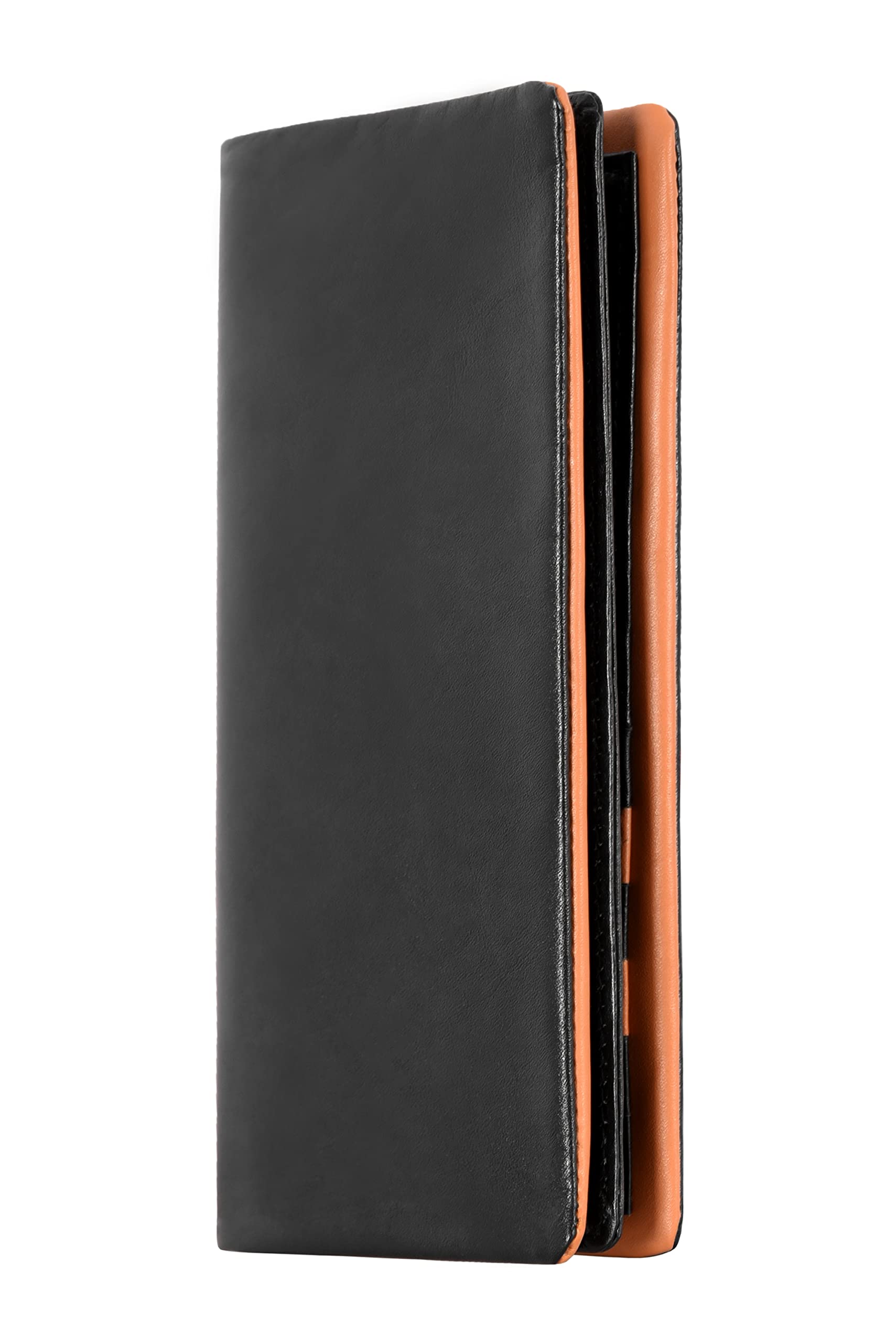 TRENDSLOCKER Executive Leather Wallet Purse Unisex RFID Protection Bifold Wallet (Black/Tan)