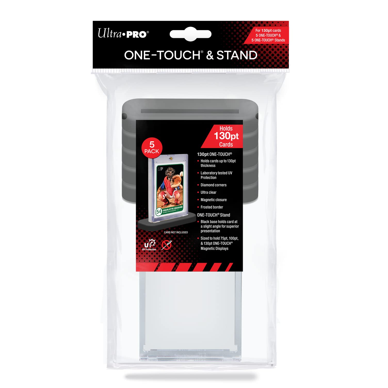 Ultra PRO - 130PT UV ONE-Touch & Stands 5-Pack - Great Trading or Sport Card Single Display Stand for Your One Touch to Show Off to Friends and Family