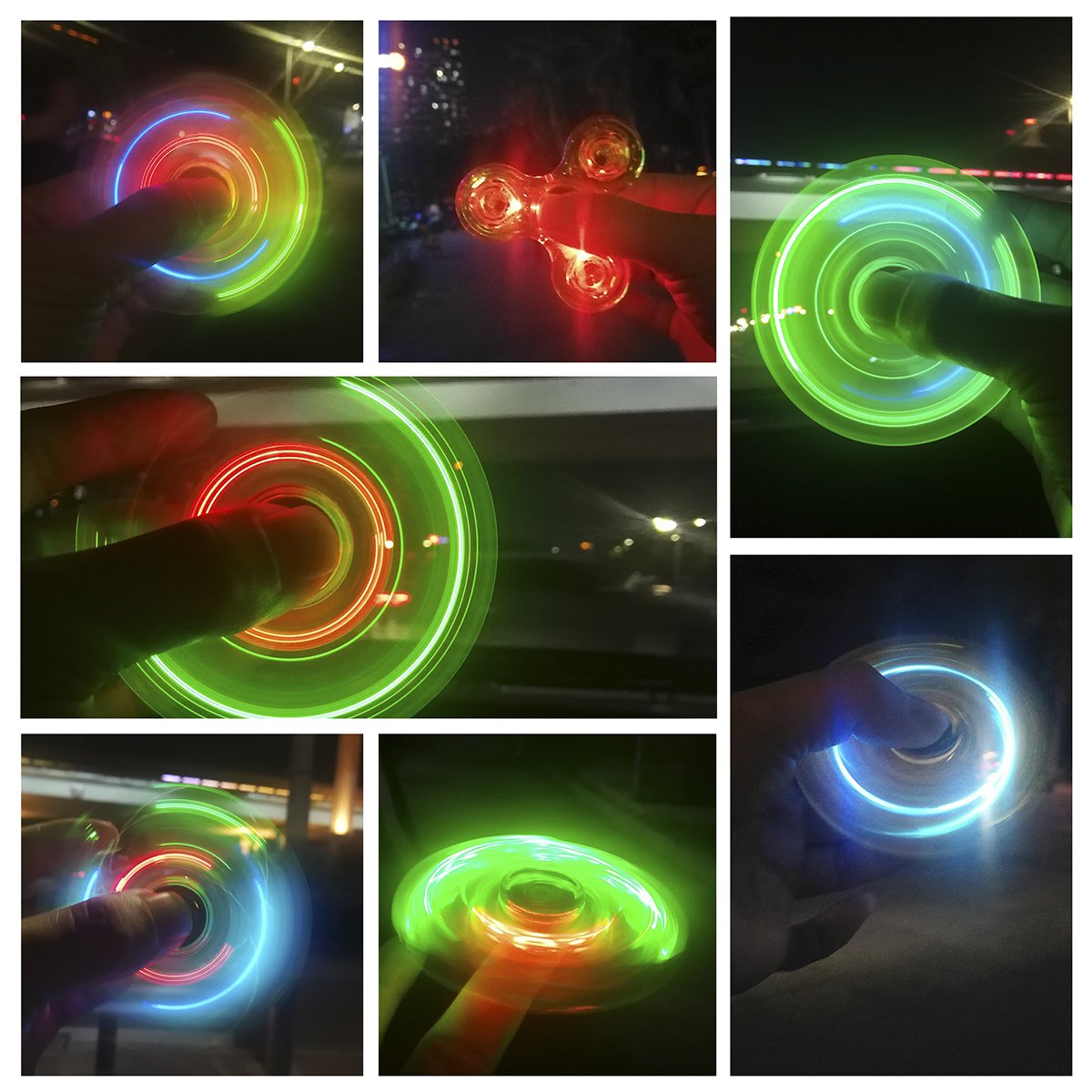 FIGROL LED Light Up Crystal Fidget Spinner for Children|Easter Gifts Easter Basket Stuffers Party Favors|Glow in The Dark Party Supplies|Classroom Prizes Return Gifts