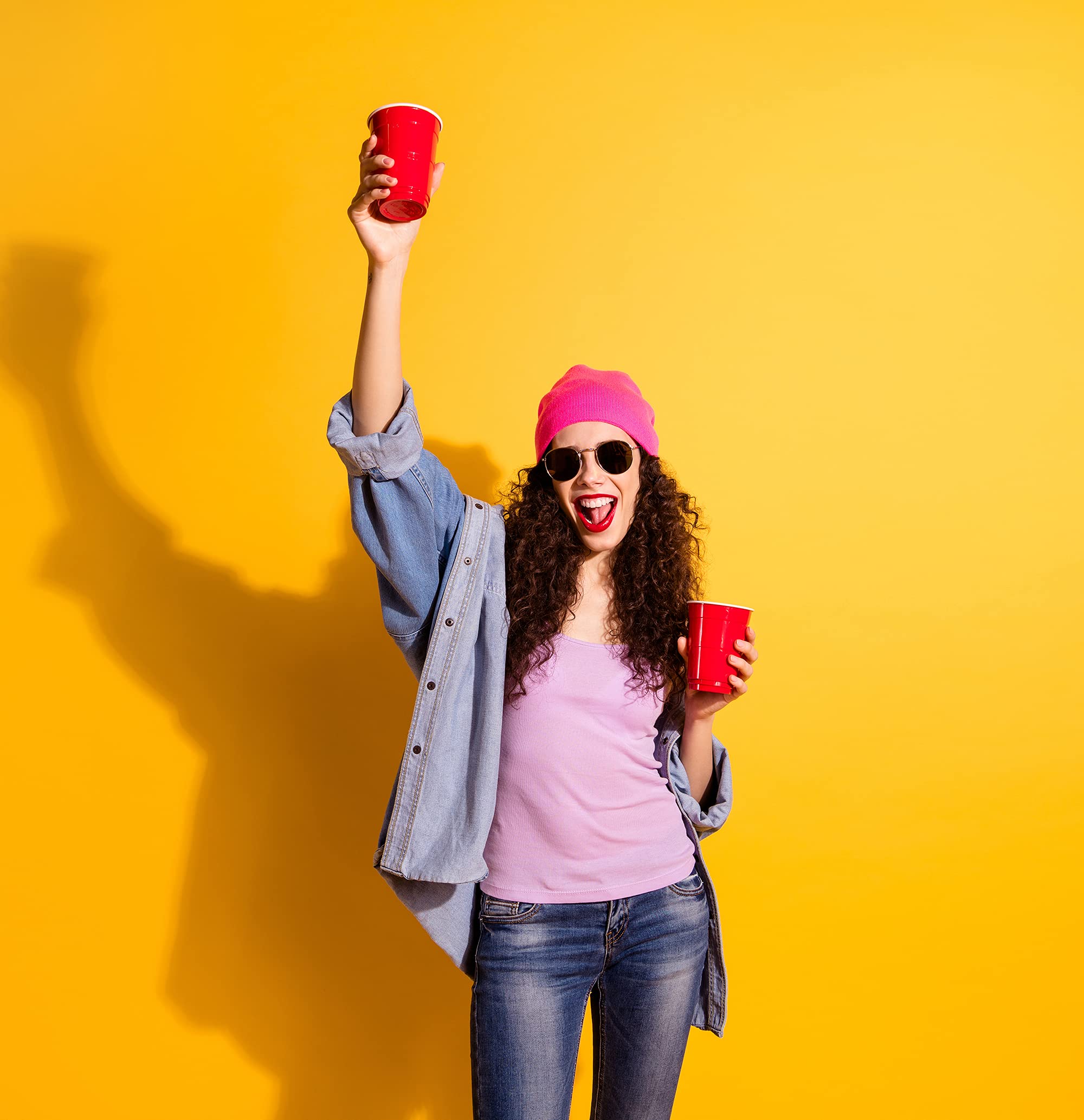 Bluetable Red Plastic Cups 16 oz Party Cup – 100 Count Bulk Red Thick Heavy Duty Cups Disposable 16 Ounce Big Drinking Cups for Pong Games Large 16oz cups [100 Pack]