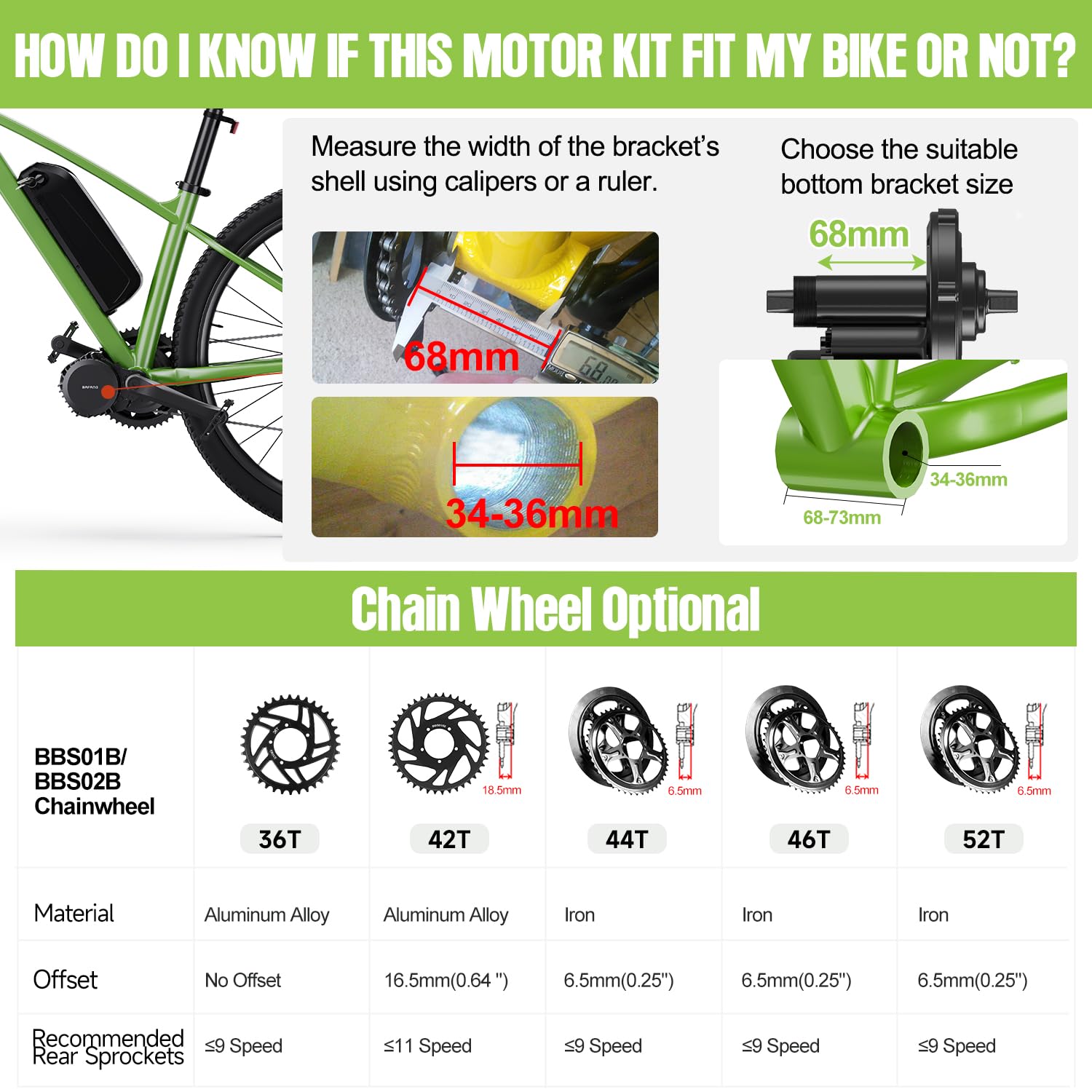 BAFANG 48V 750W Mid Drive Kit BBS02B Motor Ebike Conversion Kit DIY Electric Bike Kit with Battery and Charger