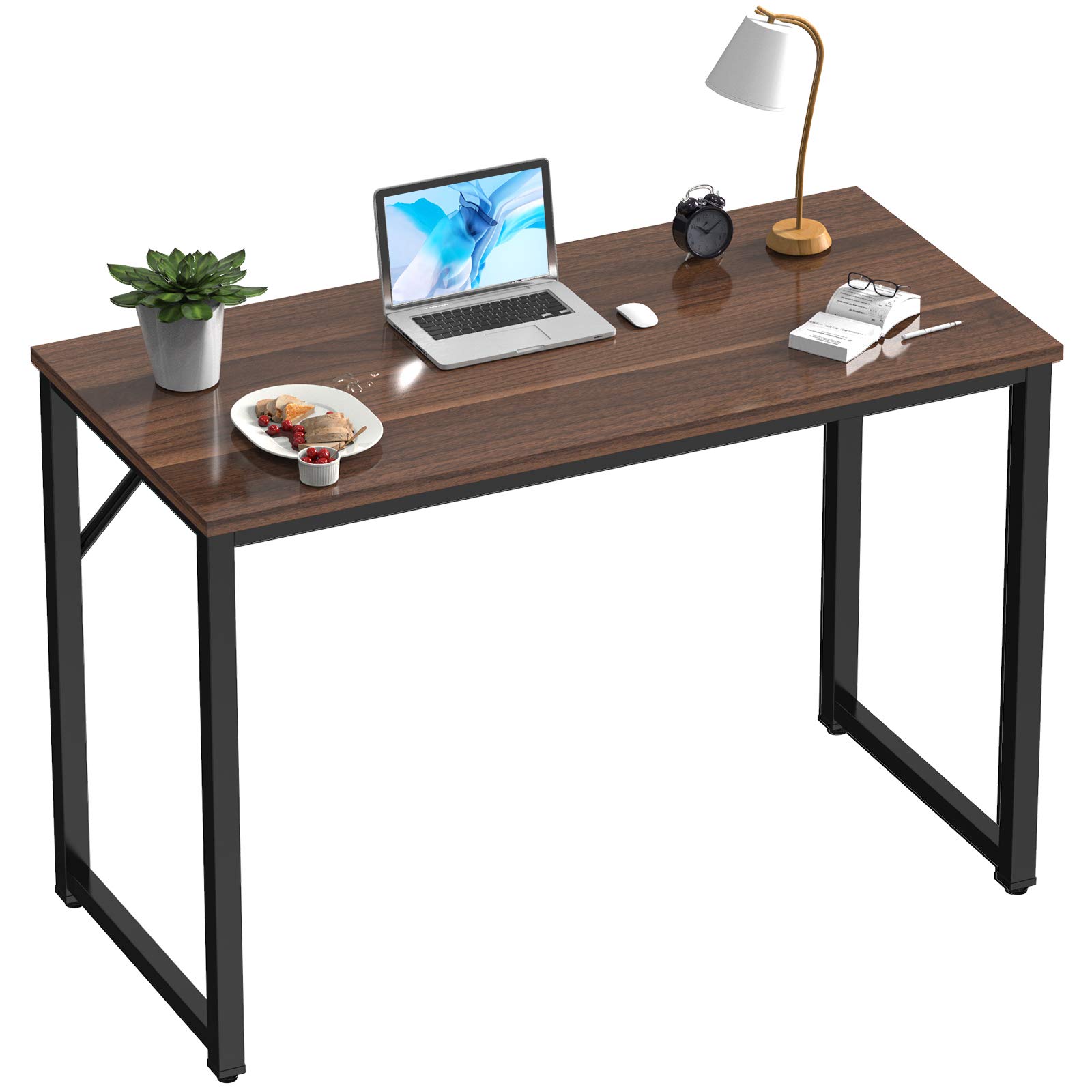 BOSSIN Computer Desk Table 39" Study Writing Table for Home Office,Modern Sturdy Office Desk for Small Spaces,Black and Brown(Brown)