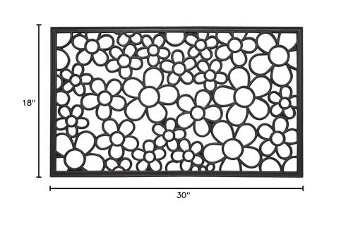 Envelor Home and Garden Floral Wrought Iron Rubber Door Mat 18" x 30" Welcome Mat