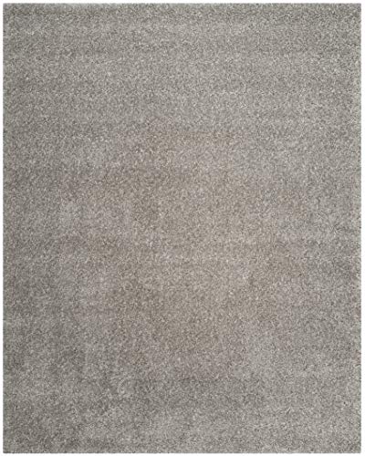 SAFAVIEH Santa Monica Shag Collection 6'7" x 9'6" Silver SGN725 Solid Non-Shedding Living Room Bedroom Dining Room Entryway Plush 2-inch Thick Area Rug