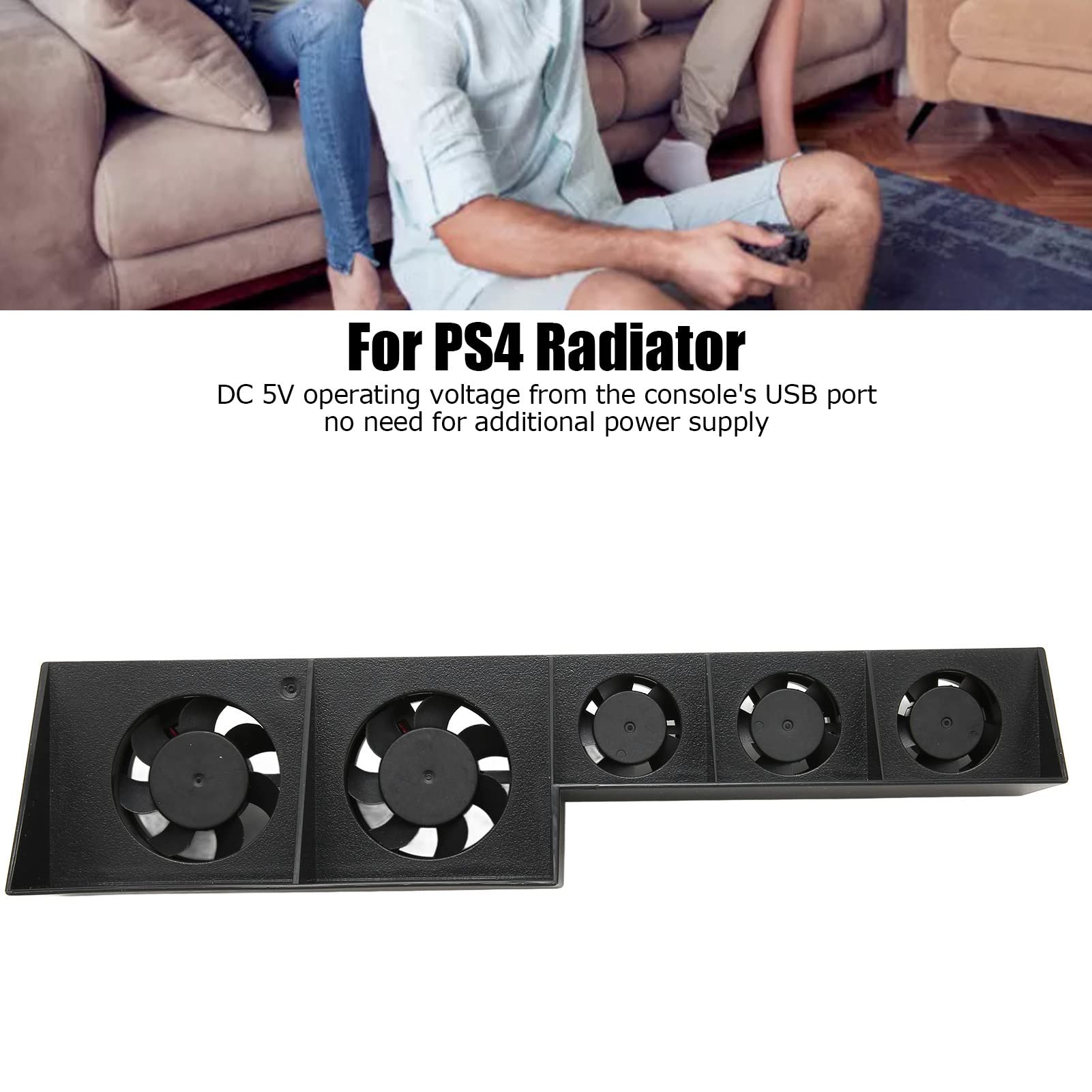 Sutinna USB External Cooler, for PS4 Cooling Fan USB External Cooler 5 Fan Turbo Temperature Control for PS4 Gaming Console