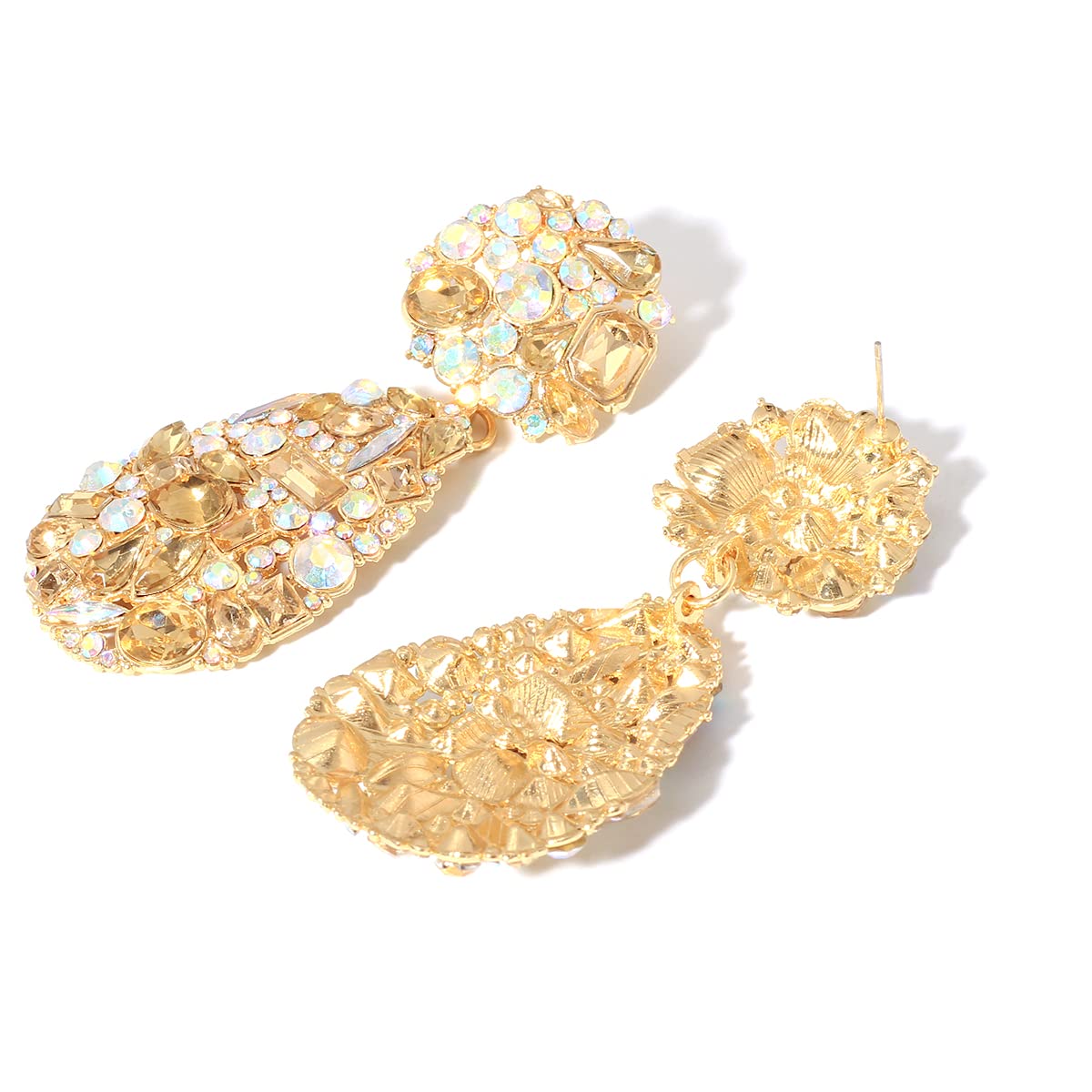 KELMALL Sparkly Rhinestone Chandelier Waterdrop Dangle Earrings for Women - Elegant Crystal Teardrop Statement Jewelry