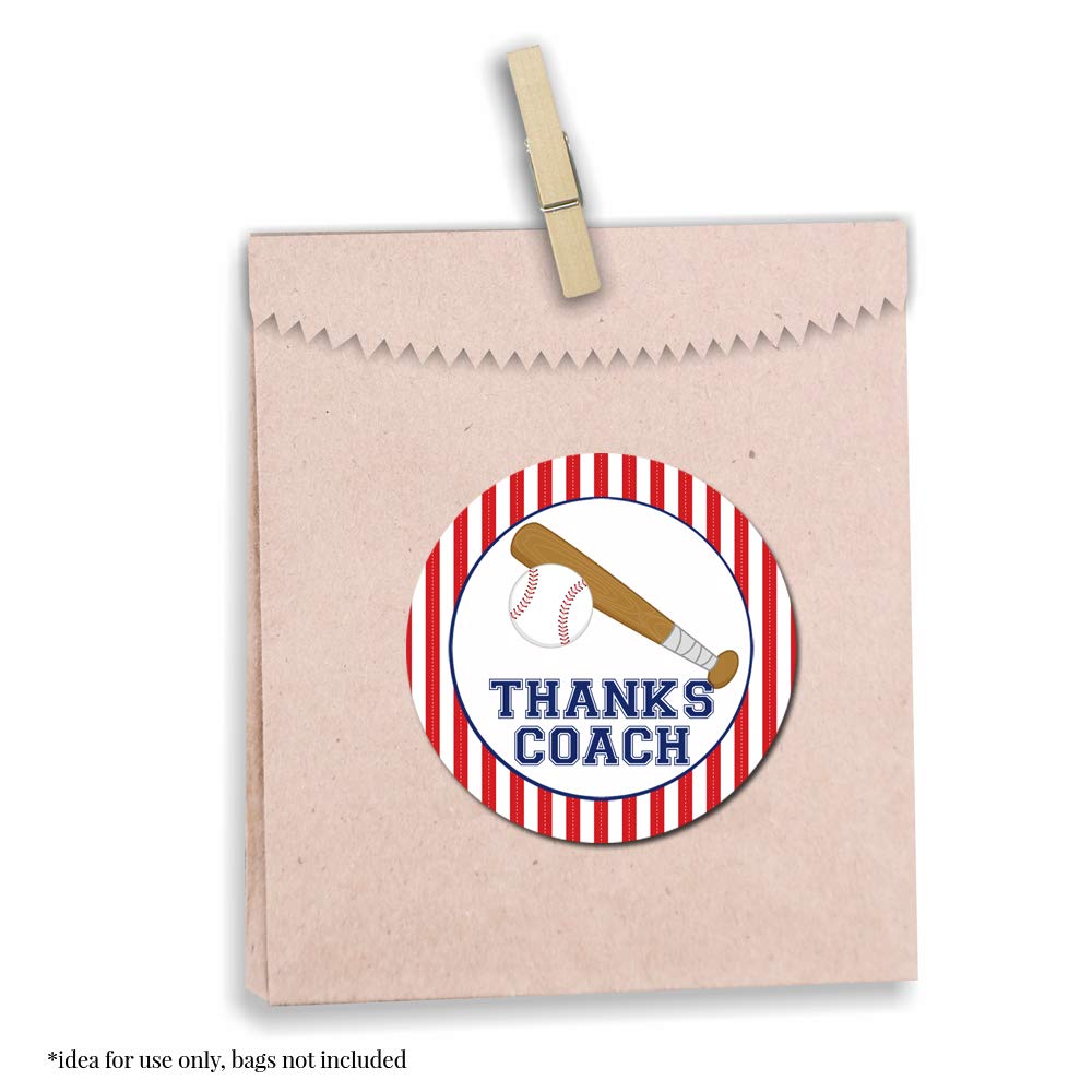Baseball Team Coach Appreciation Thank You Sticker Labels, 40 2" Party Circle Stickers by AmandaCreation, Great for Envelope Seals & Gift Bags