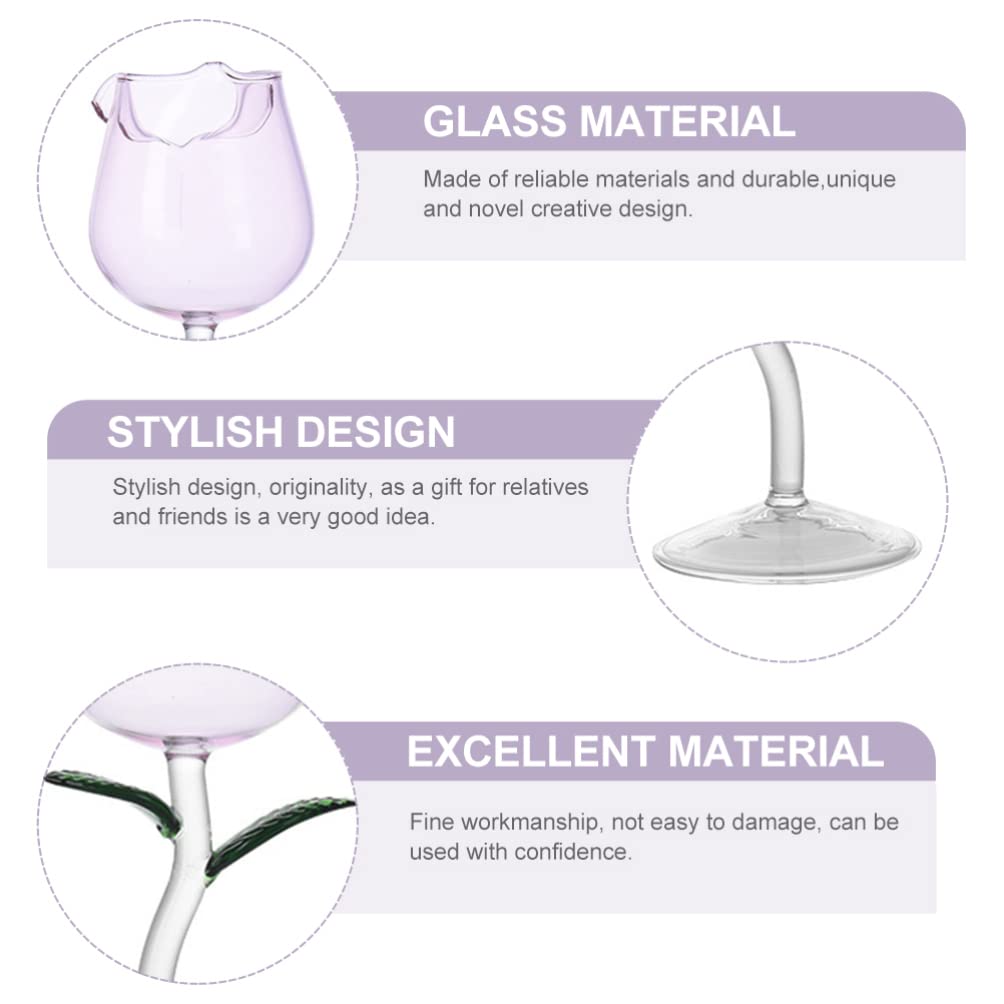 Cabilock Rose Cocktail Glass Wine Goblet Glasses Cocktail Glass Creative Whiskey Wine Champagne Glass Cup Party Wine Glass (Pink)