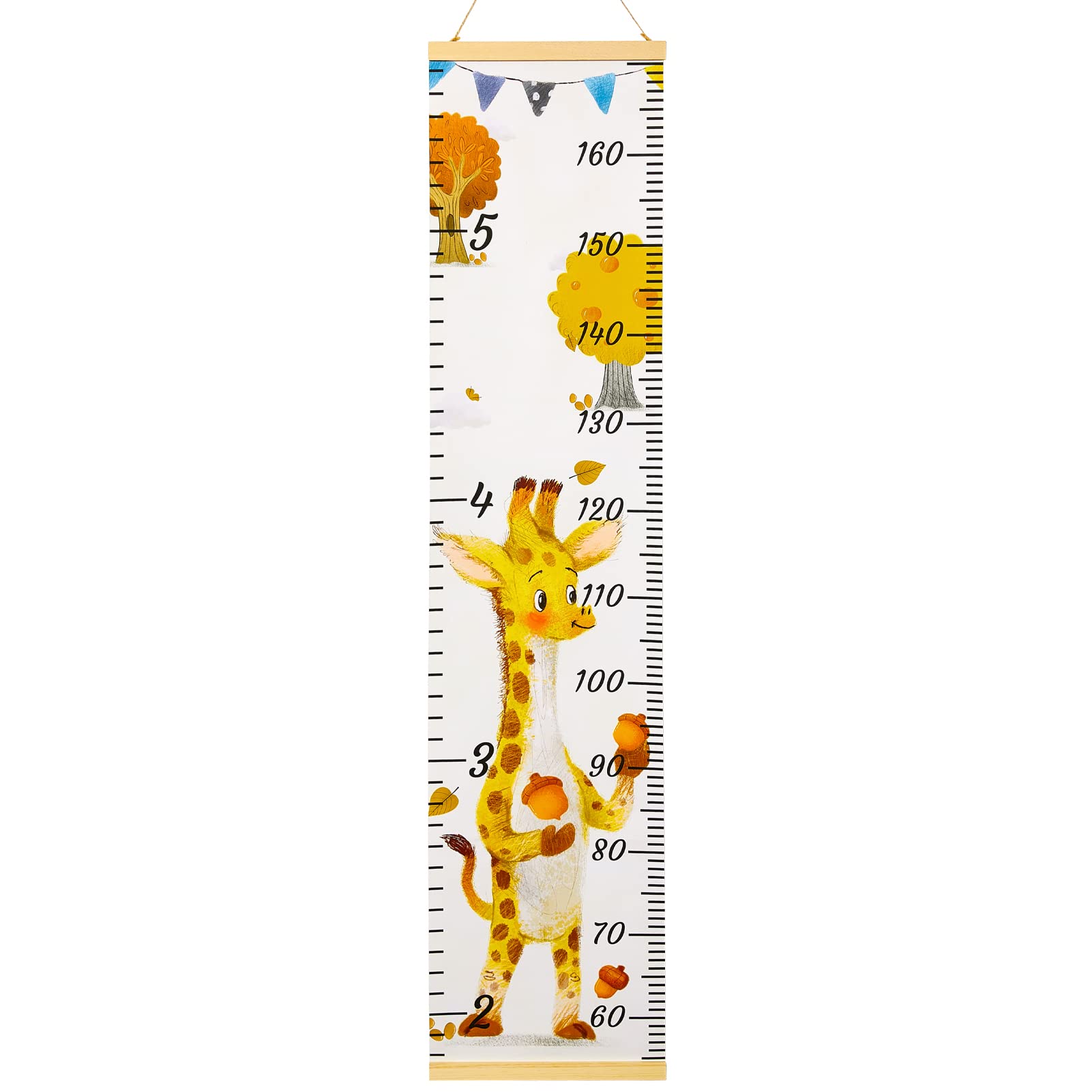 FIOBEE Kids Growth Chart Baby Height Chart Wall Hanging Ruler Measurement Chart Nursery Room Decor for Girls Boys Toddlers, Giraffe