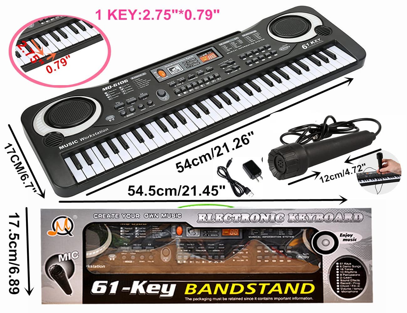 Keyboard Piano for Kids Portable Electric Digital Piano Keyboards Musical Instruments Toy Multi-Function w/ Microphone Birthday for Kids Children