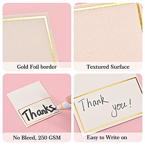KraftiSky 100 Pack Place Cards for Table Setting with Gold Foil Border Table Tent Cards for Seating Perfect for Weddings, Dinner Parties, Banquets 2β x 3.5β