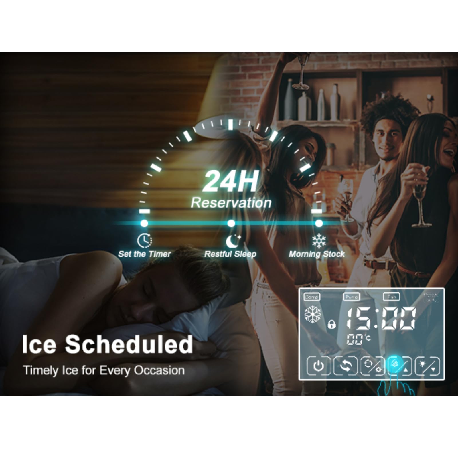 Commercial 500Lbs/24H Ice Maker Machine,Ice Ready in 5-15 min, 350Lbs Large Storage,800W Stainless Steel Nugget Ice Machine with Filters,Water Line Hook Up,Ice Thicknesses Adjustable