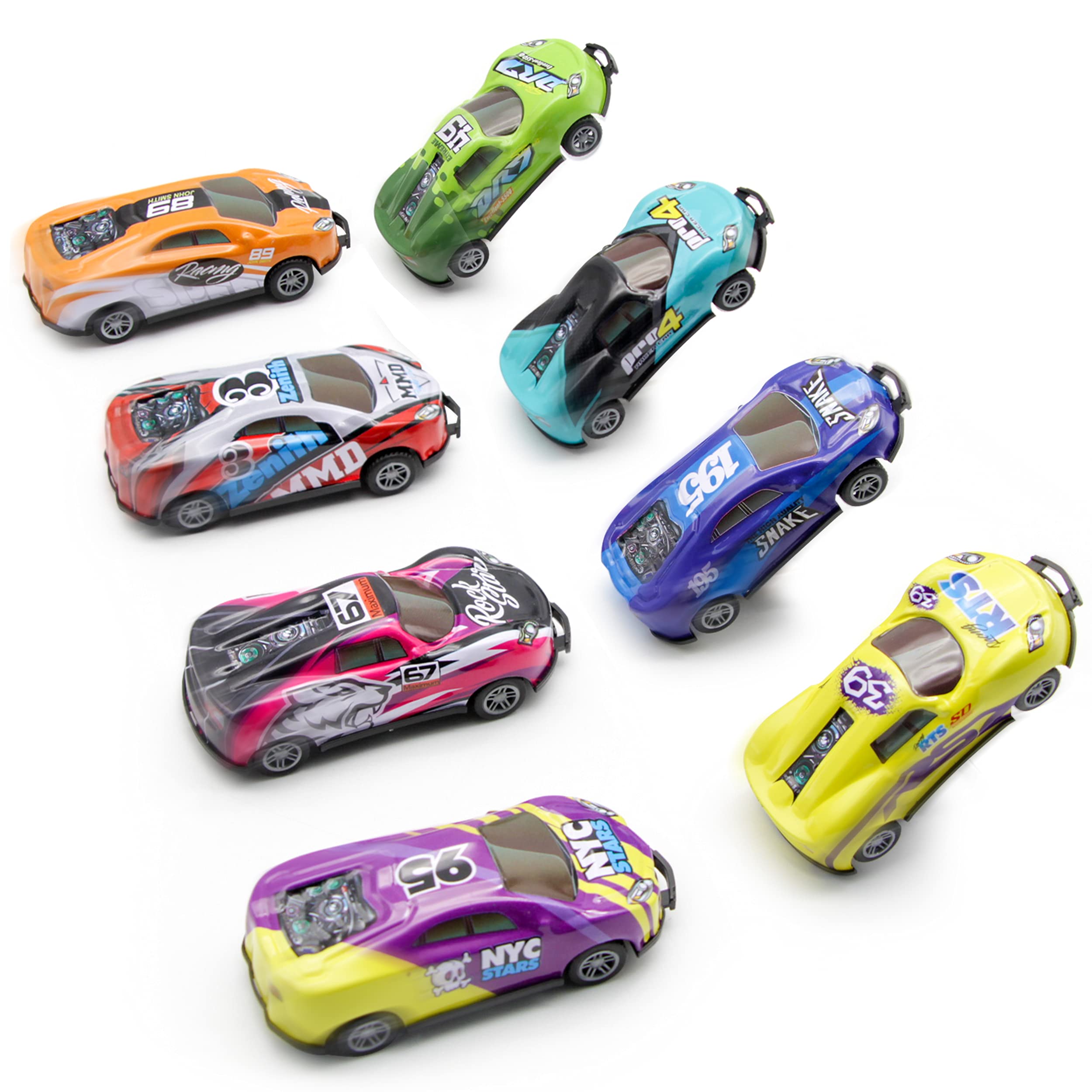 SUYPAS Metal Pull Back Cars, Ejection Vehicle Flip Crash Car 8 Cars Gift Pack Cars Toys for 4-10 Year Old Boys,Die cast Race Car Vehicles Set