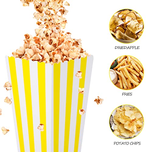 NUOBESTY 48pcs Popcorn Boxes Paper Popcorn Buckets Mini Cardboard Candy Container Gold Foil Chevron Striped Treat Boxes for Popcorn Machine Accessories Birthday Theater Party Favors