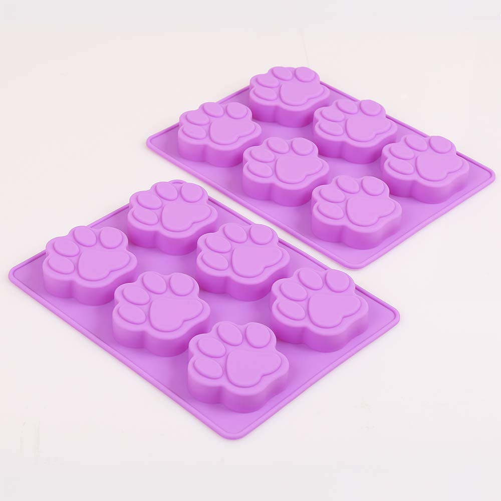Cozihom Puppy Dog Paw Silicone Molds, Food Grade, for Chocolate, Candy, Pudding, Jelly, Dog Treats. 4 Pcs