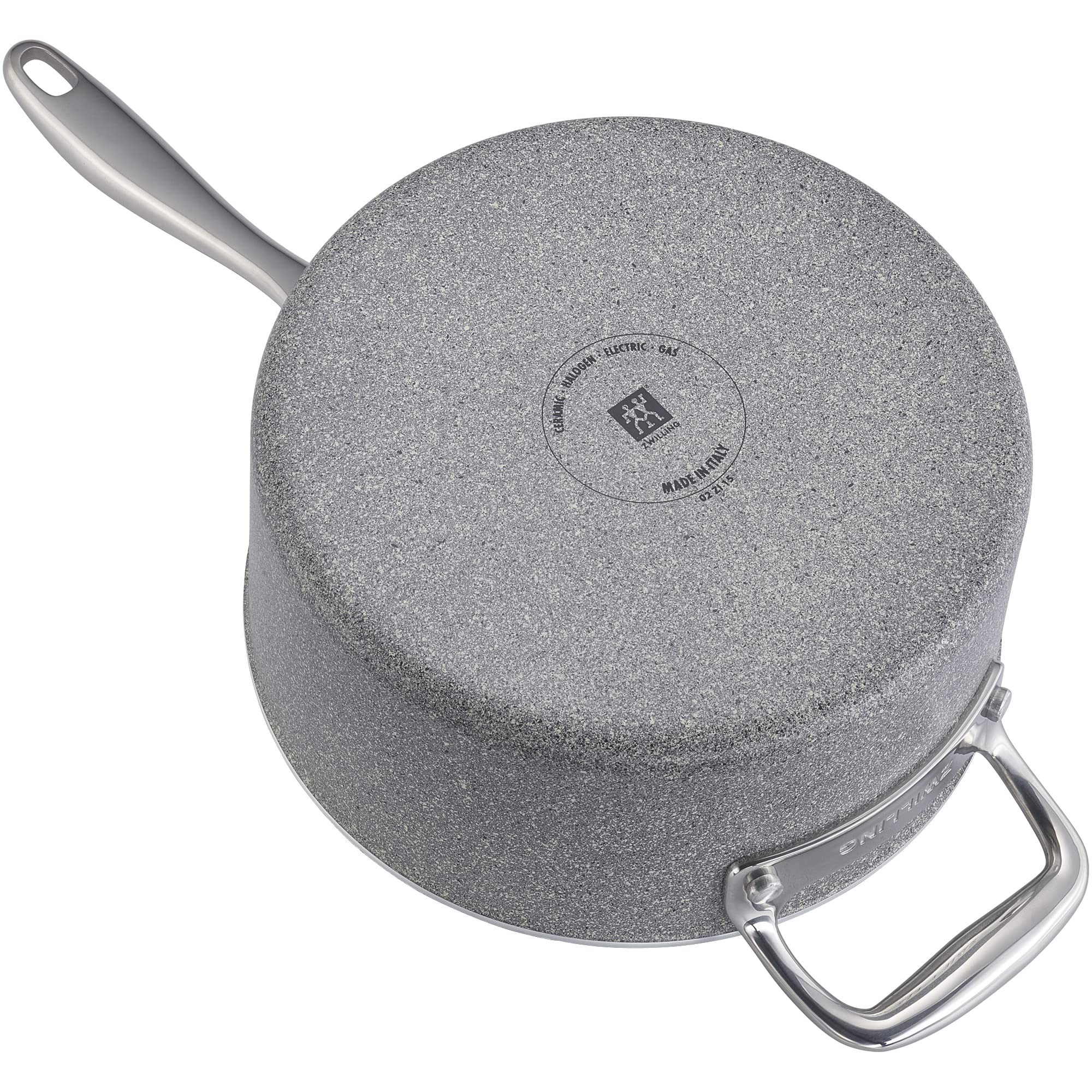 ZWILLING Vitale 4-qt Nonstick Saucepan with Handle helper and Lid, Aluminum, Scratch Resistant, Made in Italy, Gray