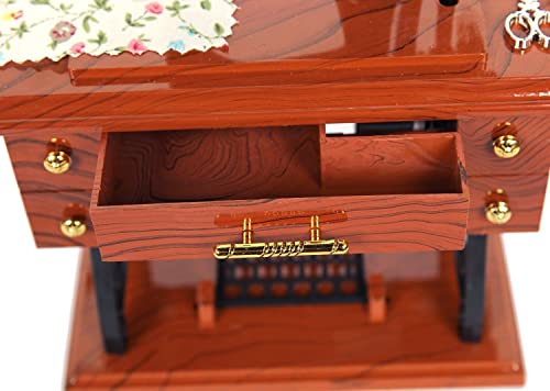 G Ganen Musical Sewing Machine Music Box Vintage Look (Brown-1)