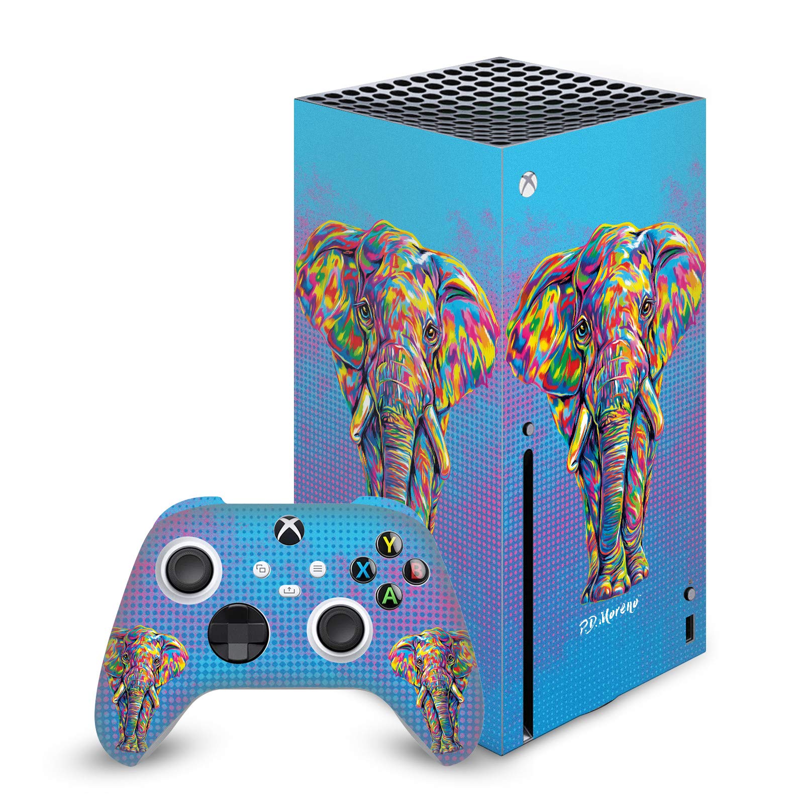 Head Case Designs Officially Licensed P.D. Moreno Elephant Animals II Vinyl Sticker Gaming Skin Decal Cover Compatible With Xbox Series X Console and Controller Bundle