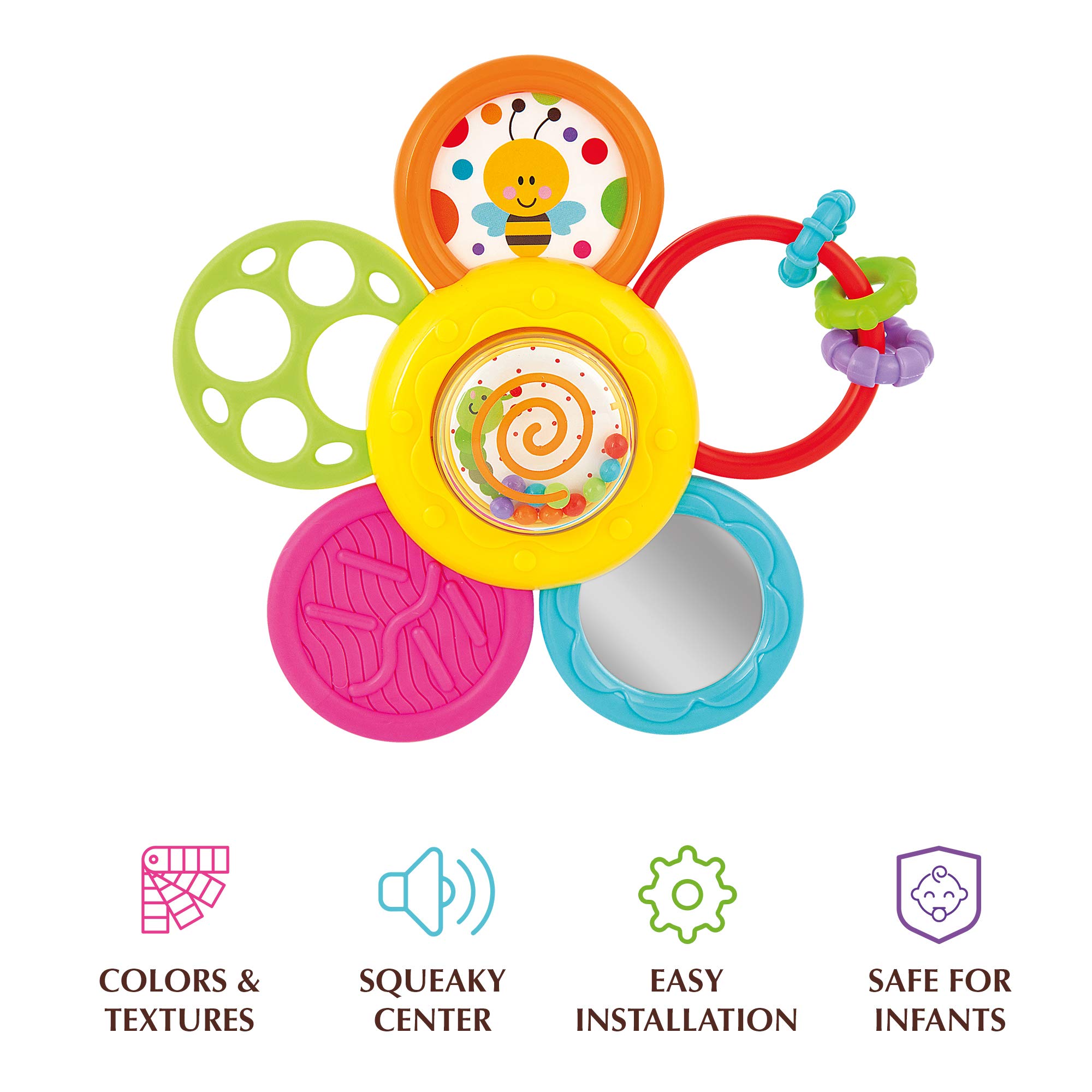 KiddoLab Infant Spin, Rattle and Teether Toy. Baby Multi-use Toy for Better Relaxation and Sleep - Activity Toy for Babies and Toddlers, Develops Fine Motor Skills. Age: 6-12 Months Old and Up