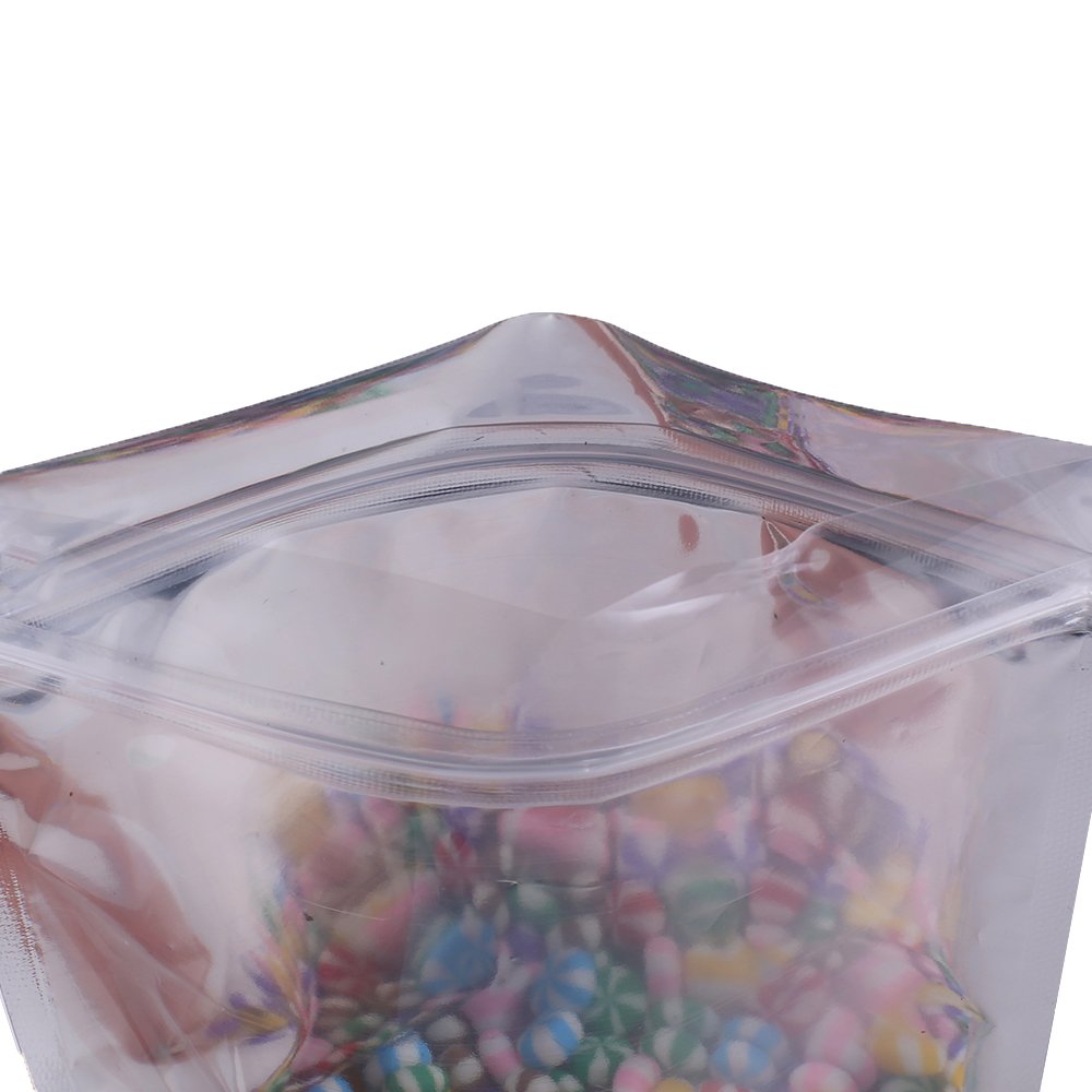 Clear Window Flat Colored Metallic Foil Zipper Seal Bag (100 Pack) (Silver, Flat | 1.5oz)
