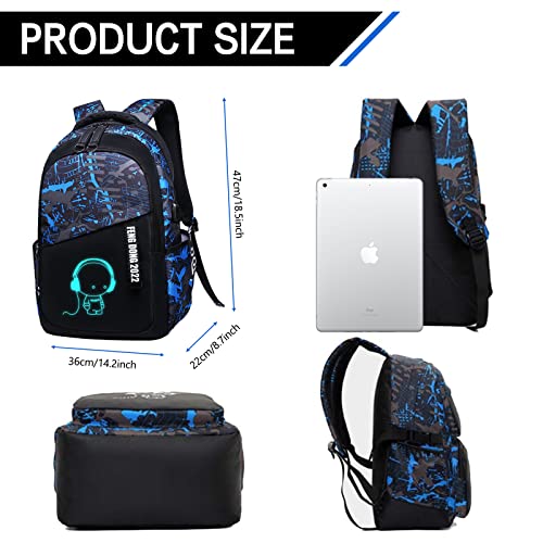 EDOSSA Backpack for Boys, 15.6 Laptop Backpack with USB Charging Port, Bookbag for School,Messenger Bag,Teens Backpack, Cool Backpack School, Backpack for Girls/Boys,luminous backpack,anime backpack.