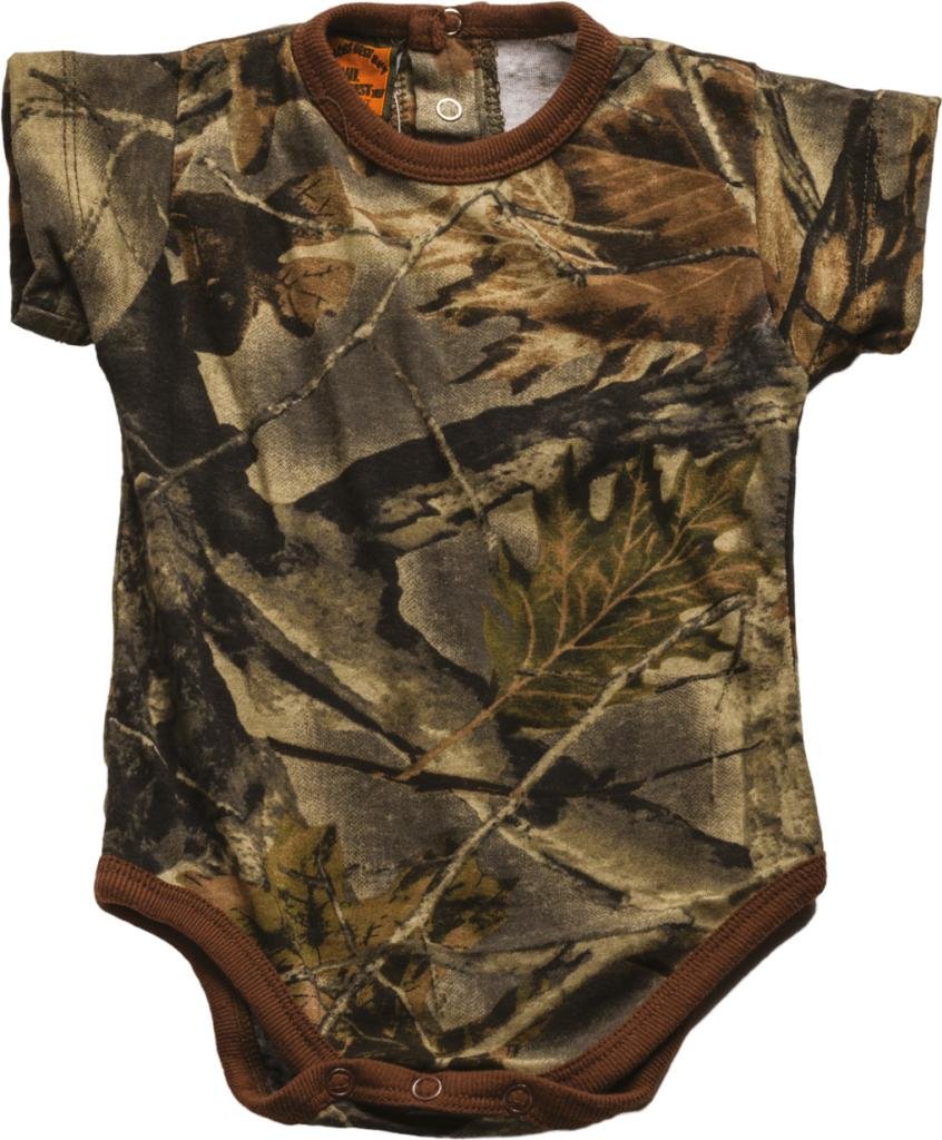 TrailCrest by Treel Newborn Baby Boy Girl Infant Undershirt- Short Sleeve Romper Bodysuit Camo Jumpsuit, 3 Months, Camo