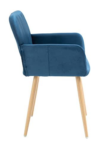 EEBUIHUI Modern Dining Room Living Room Accent Arm Chairs Club Guest with Solid Wood Legs Velet Fabric Upholstered Side Dining Chair for Living Room Dining Room Kitchen (Blue)