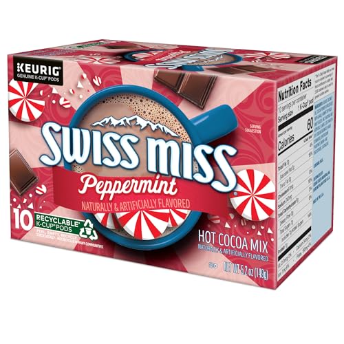 Swiss Miss Peppermint Hot Cocoa, Keurig Single-Serve K-Cup Pods, 10 Count