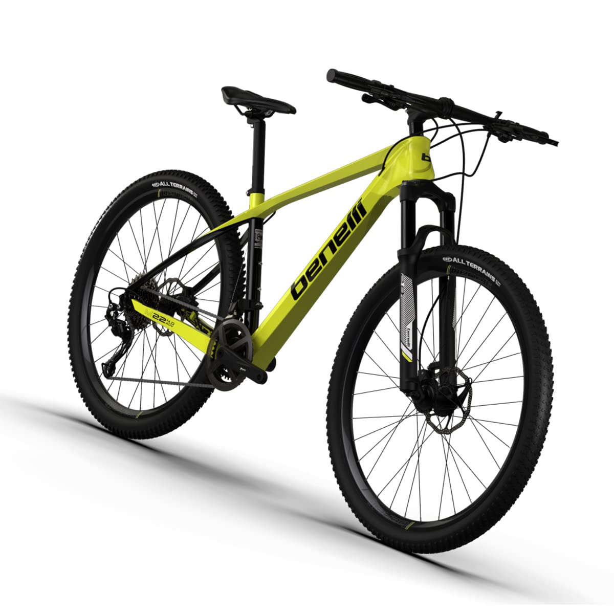Benelli Bike 29'' Carbon Mountain 18 Speed, Brake Disc, Light-Weight Hardtail Frame (Large, Yellow Black) M22 4.0 ADV 29 CARB